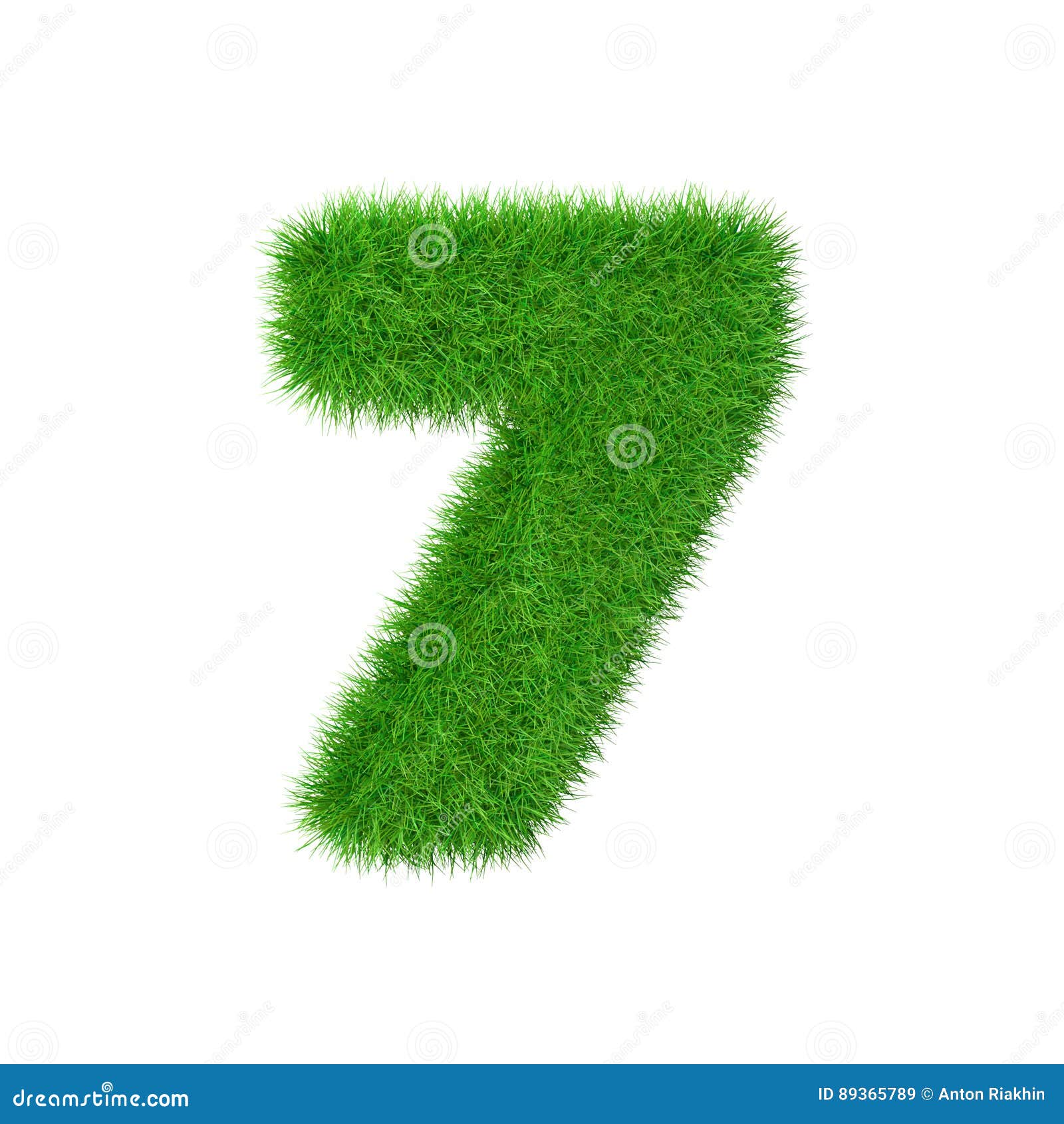 Number Made of Grass 7 Isolated on White, 3d Illustration Stock ...