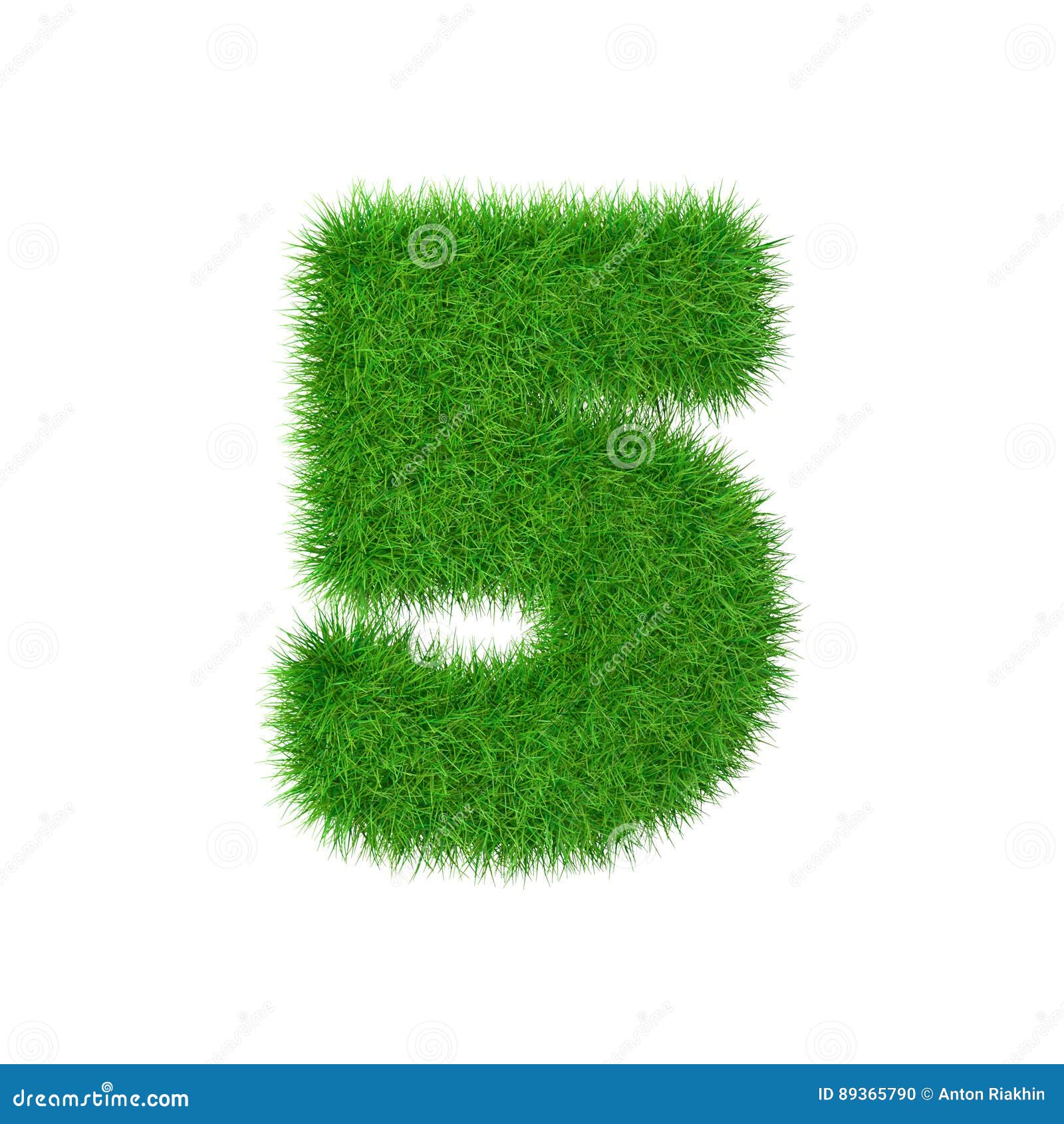 Number Made of Grass 5 Isolated on White, 3d Illustration Stock ...