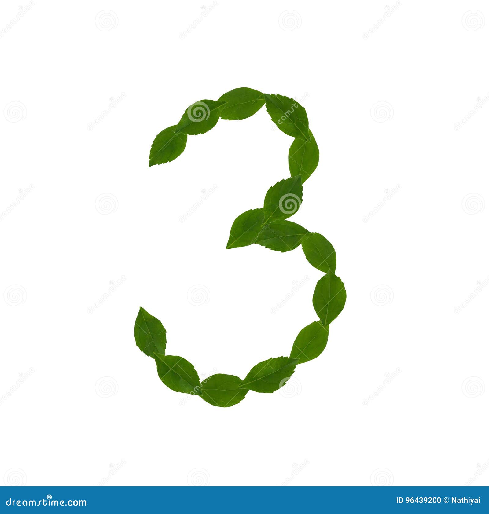 Number 3 Made from Green Leaves Stock Photo - Image of background ...