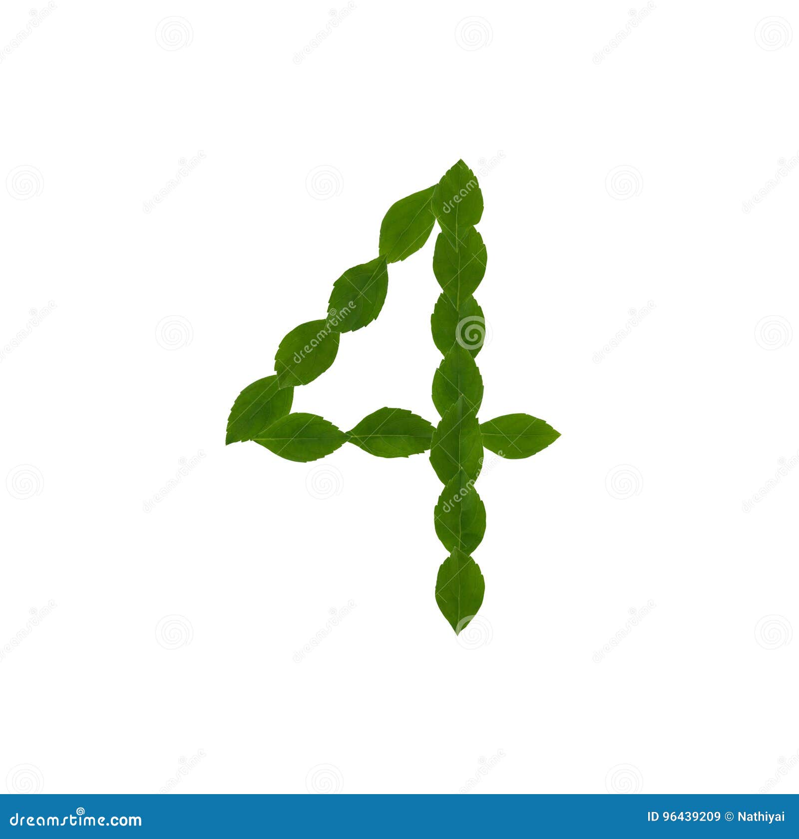 Number 4 Made from Green Leaves Stock Image - Image of sign, summer ...