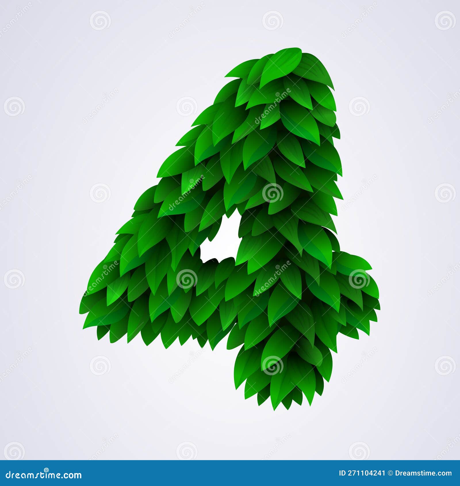 Number 4 Made of Green Leaves. Stock Vector - Illustration of beautiful ...