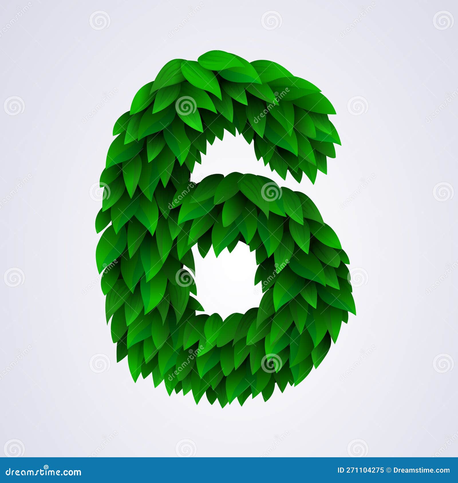 Number 6 Made of Green Leaves. Stock Vector - Illustration of isolated ...