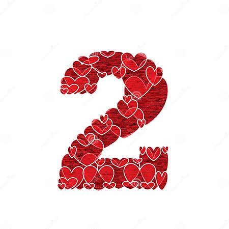 Number 2 made from hearts stock illustration. Illustration of text ...