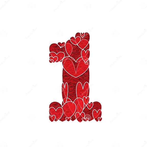 Number 1 made from hearts stock illustration. Illustration of sign ...
