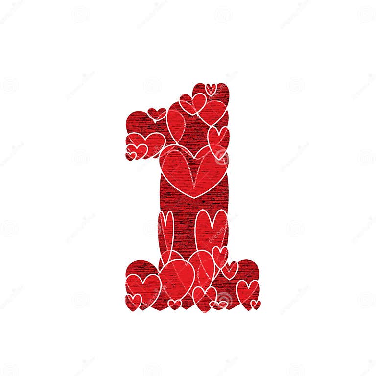 Number 1 made from hearts stock illustration. Illustration of sign ...