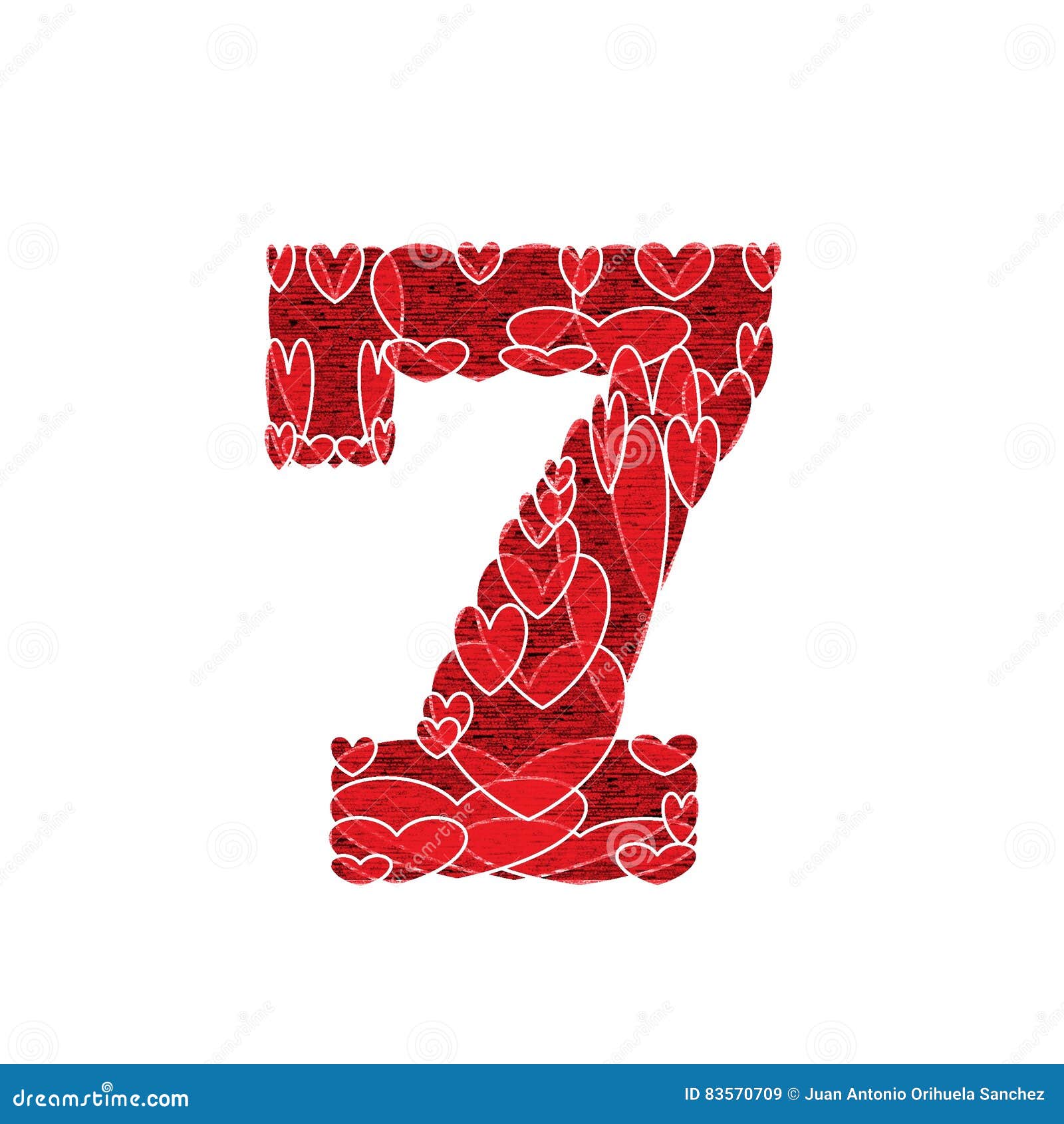 Number 7 made from hearts stock illustration. Illustration of text ...