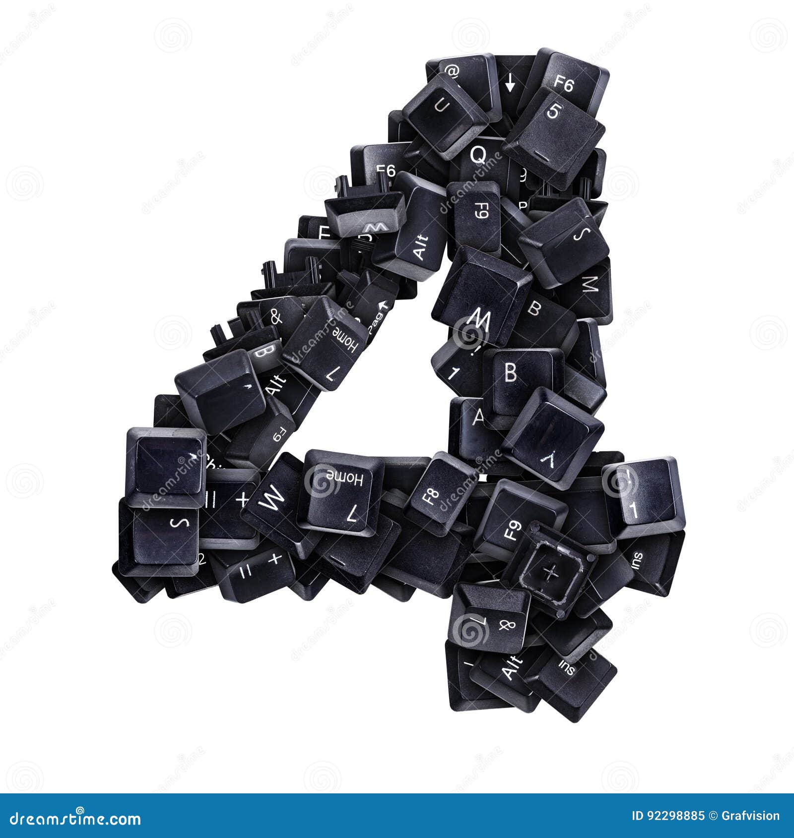 Number 4 Made of Keyboard Buttons Stock Illustration - Illustration of ...
