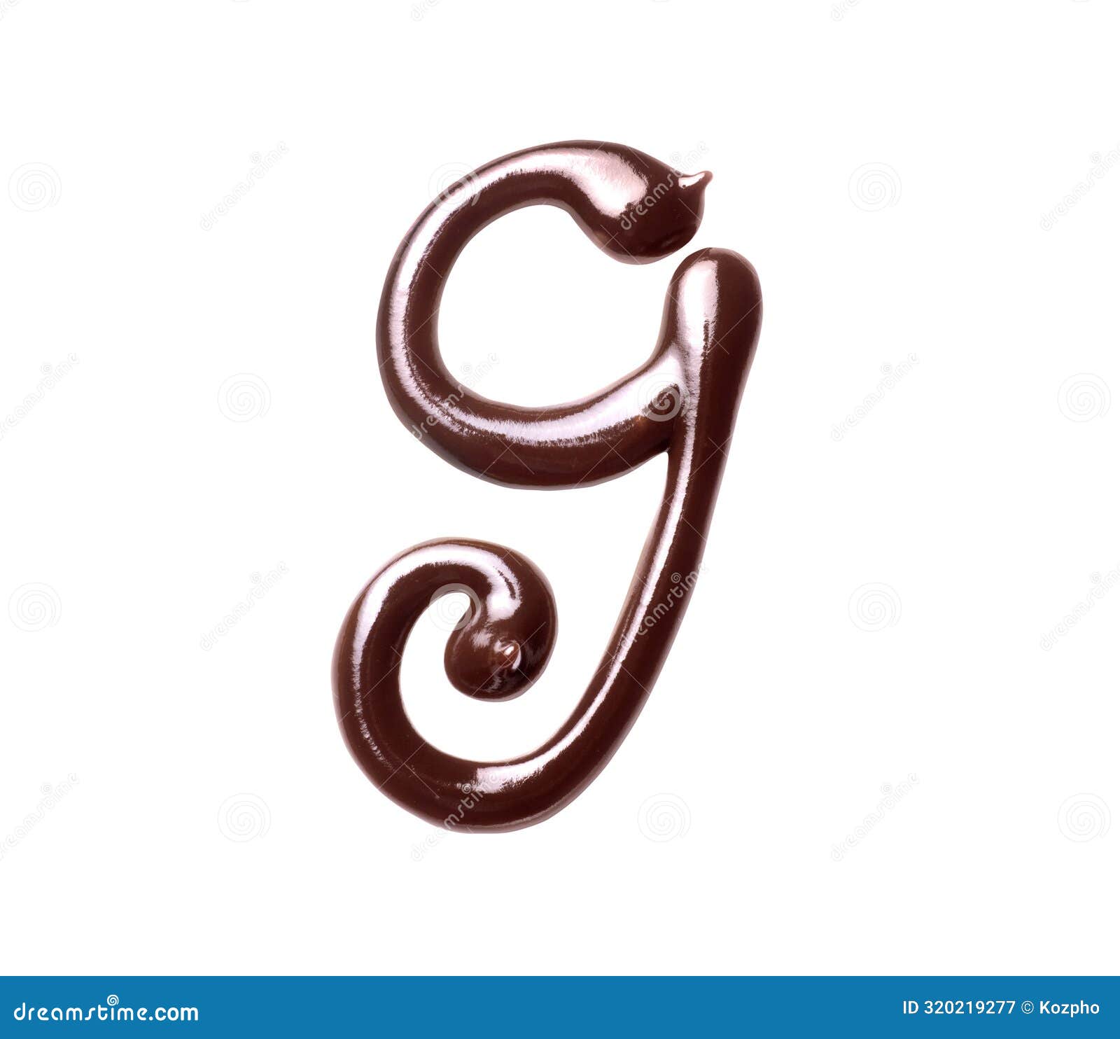 Number 9 Made of Melted Chocolate, Isolated on a White Background Stock ...