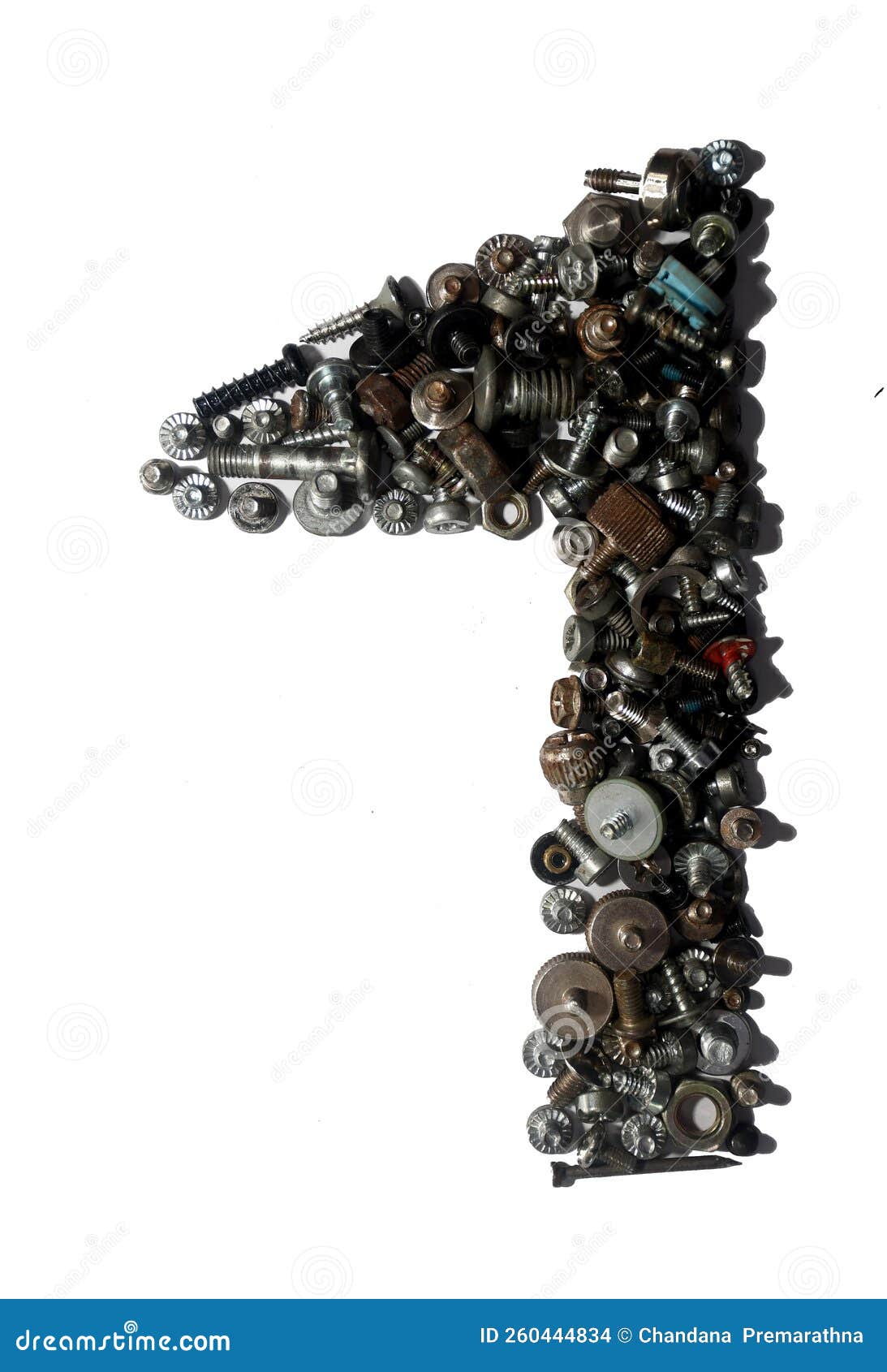 Number 1 Made by Metal Pins. Stock Photo - Image of number, font: 260444834
