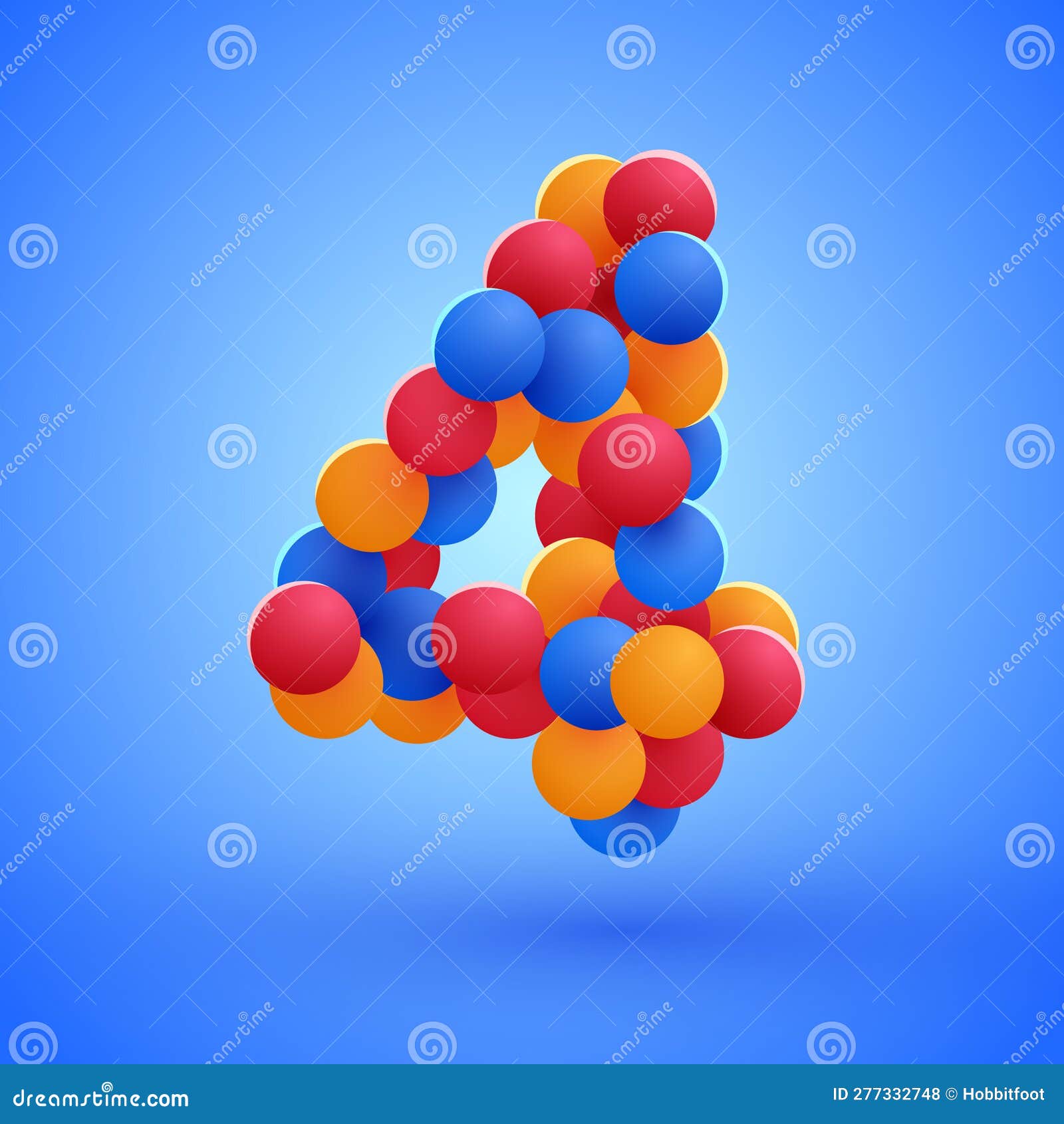 Number 4 Made from Multicolored Festive Balloons. Stock Vector ...
