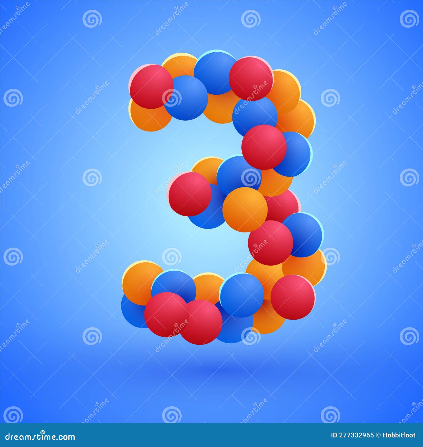 Number 3 Made from Multicolored Festive Balloons. Stock Vector ...
