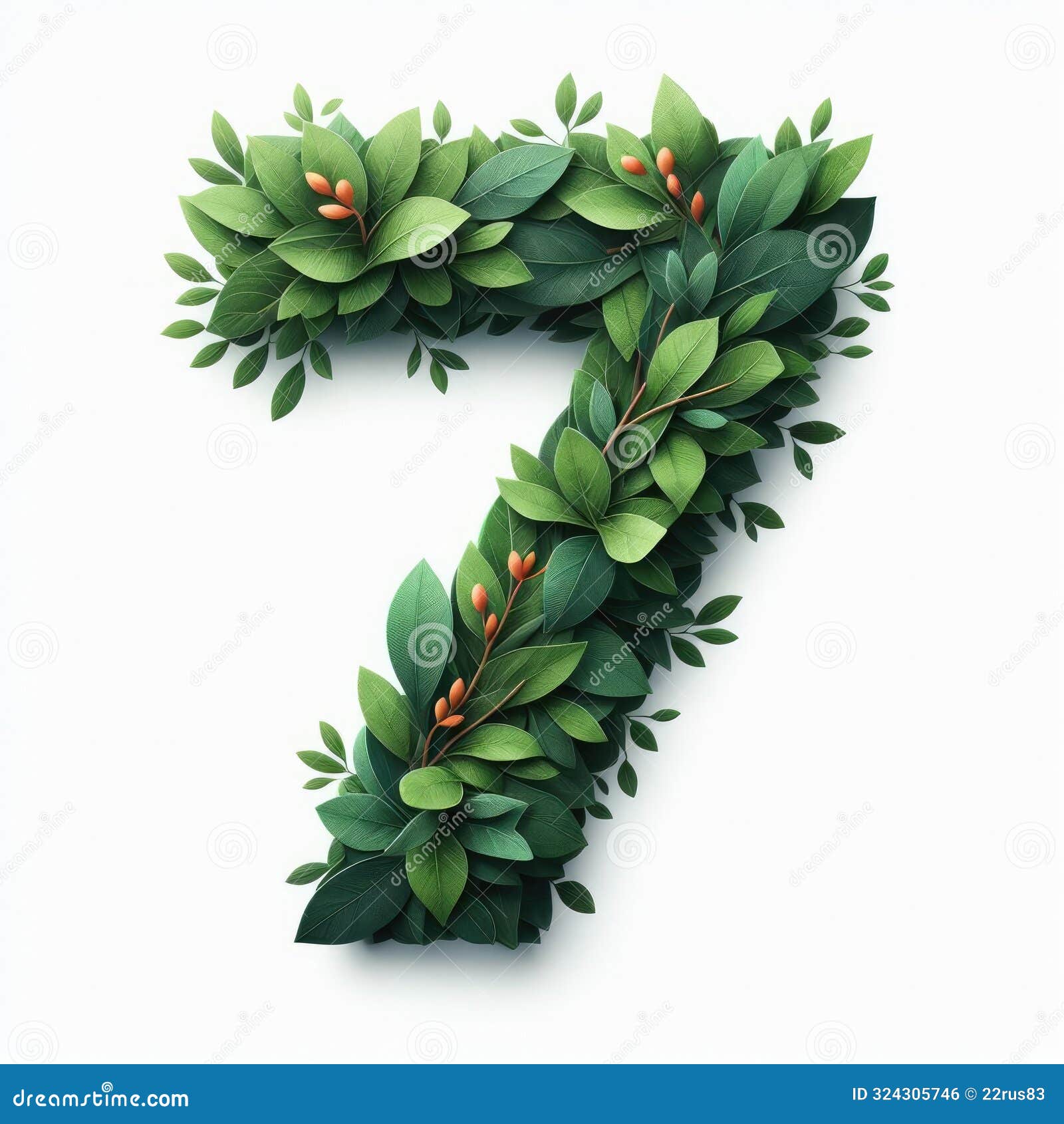 The Number 7 is Made Out of Leaves and Branches Stock Photo - Image of ...