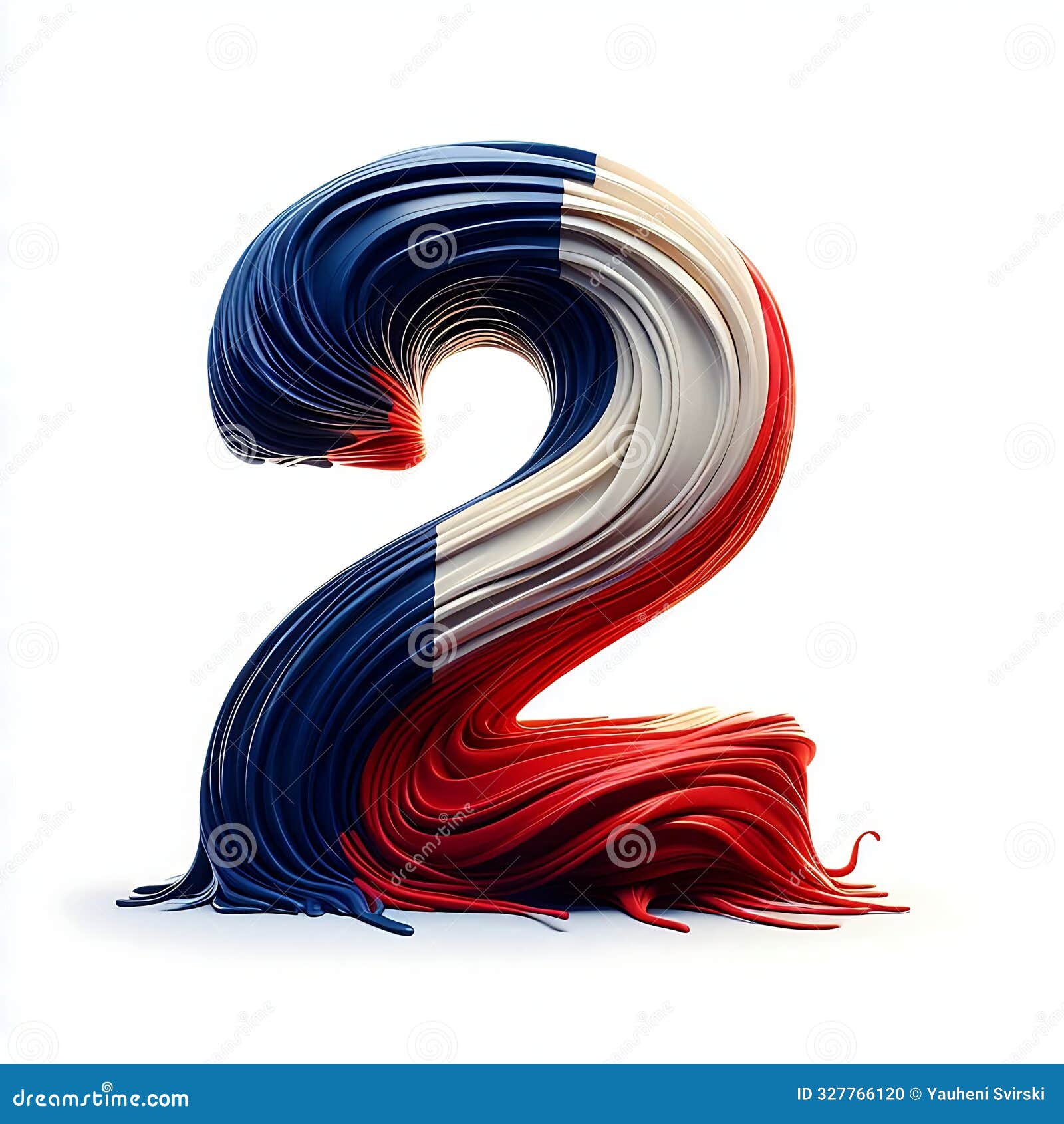 The Number 2 is Made Out of Red, White, and Blue. it is a Stylized ...