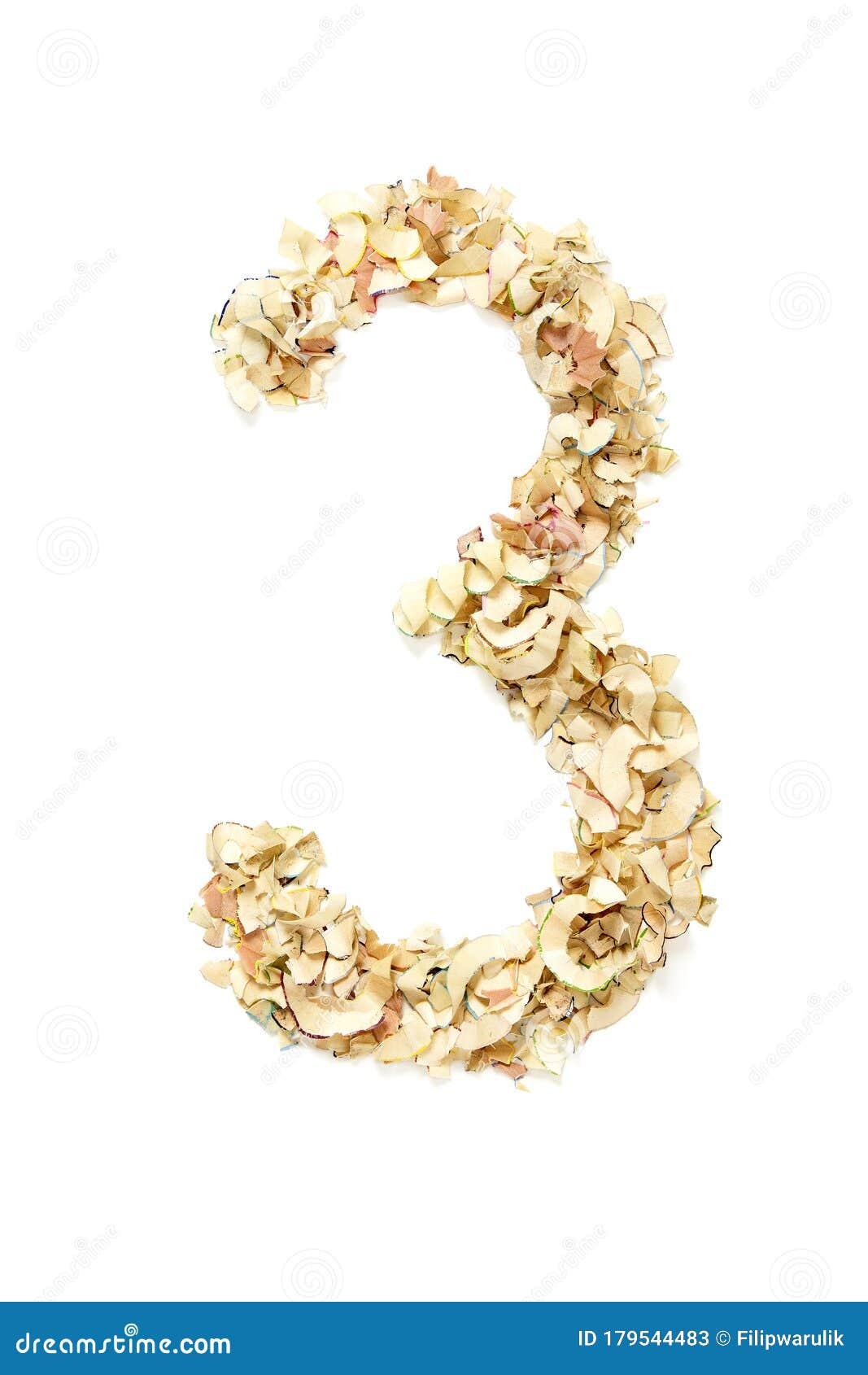 Number 3 Made of Pencil Shavings Stock Image - Image of material ...