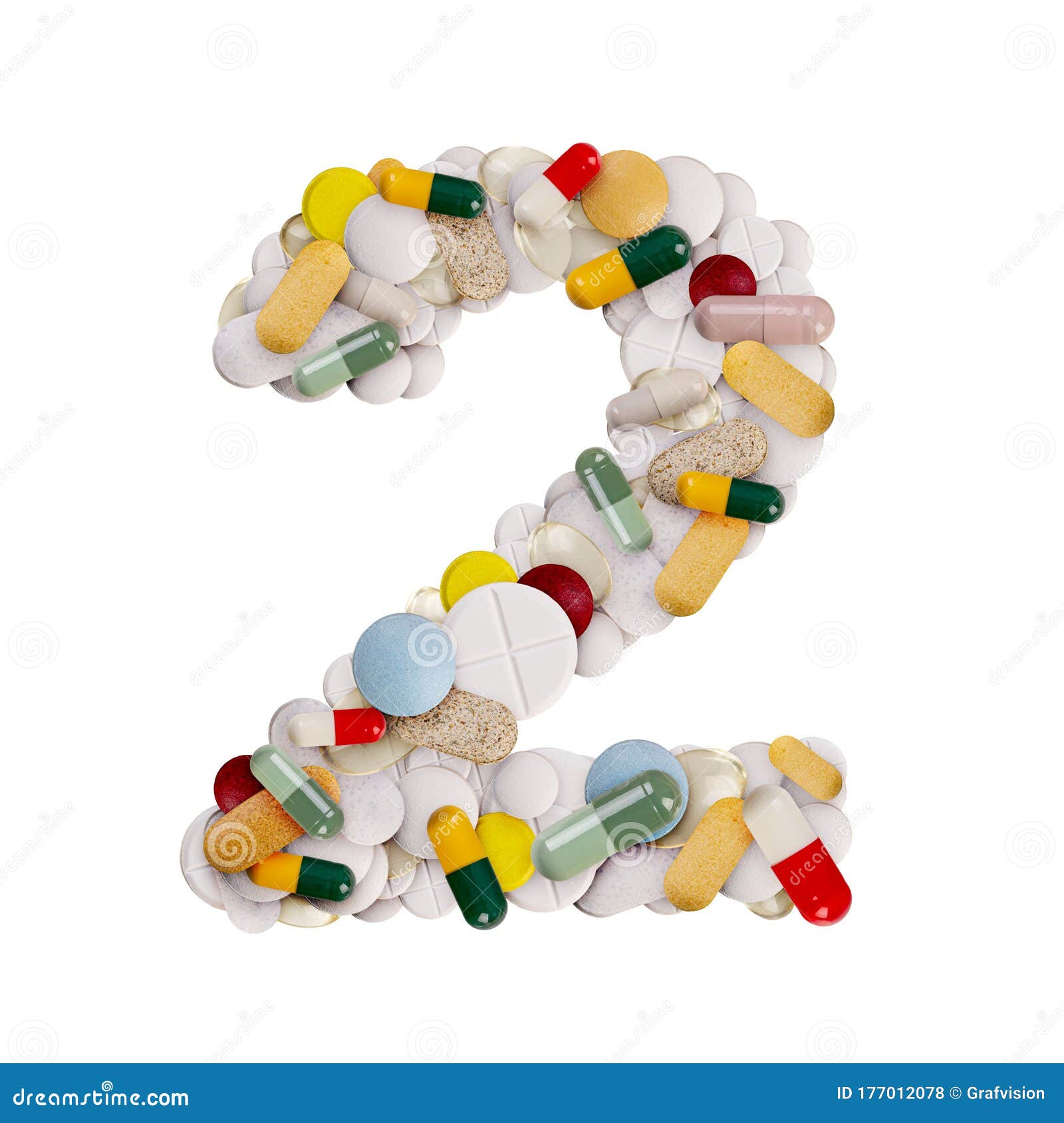 Number 2 made of pills stock photo. Image of assorted - 177012078