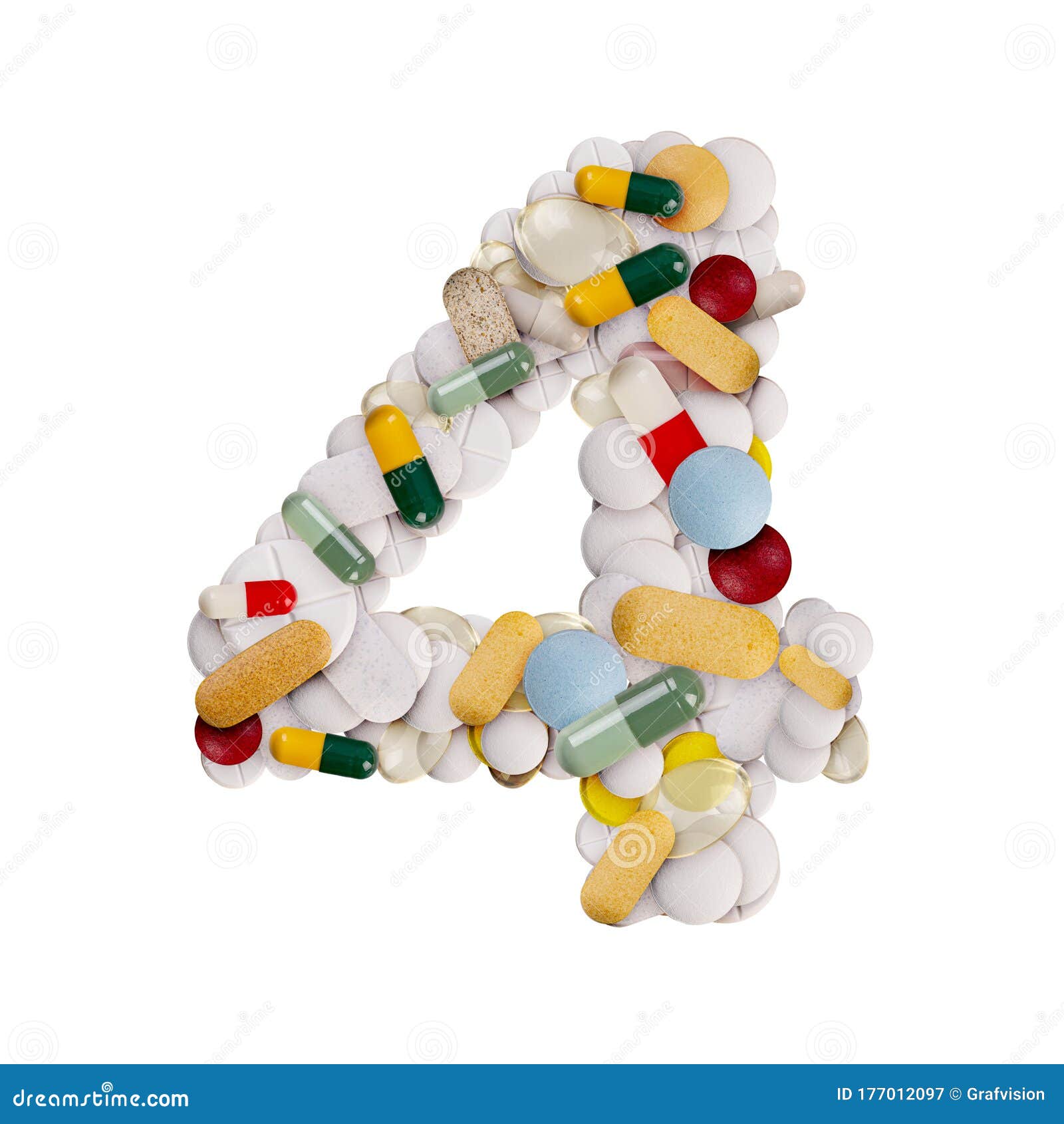 Number 4 made of pills stock image. Image of pill, four - 177012097