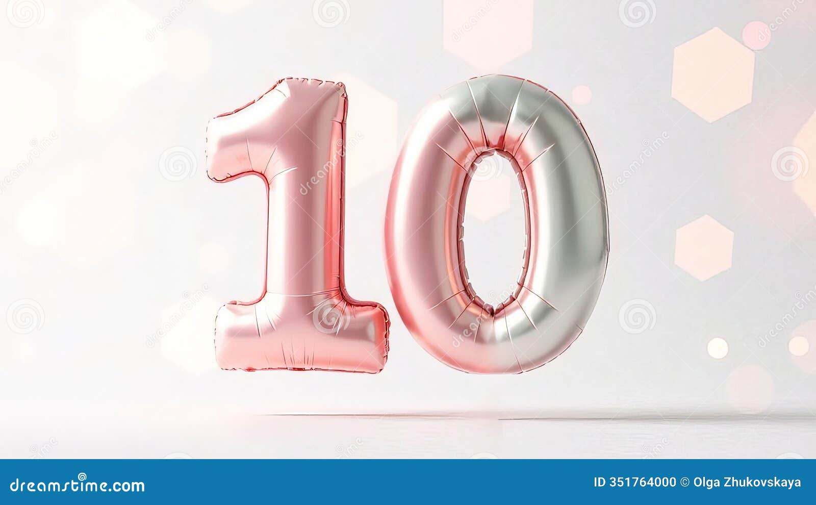 Number 10 Made from Pink Balloon on White Background Stock Illustration ...