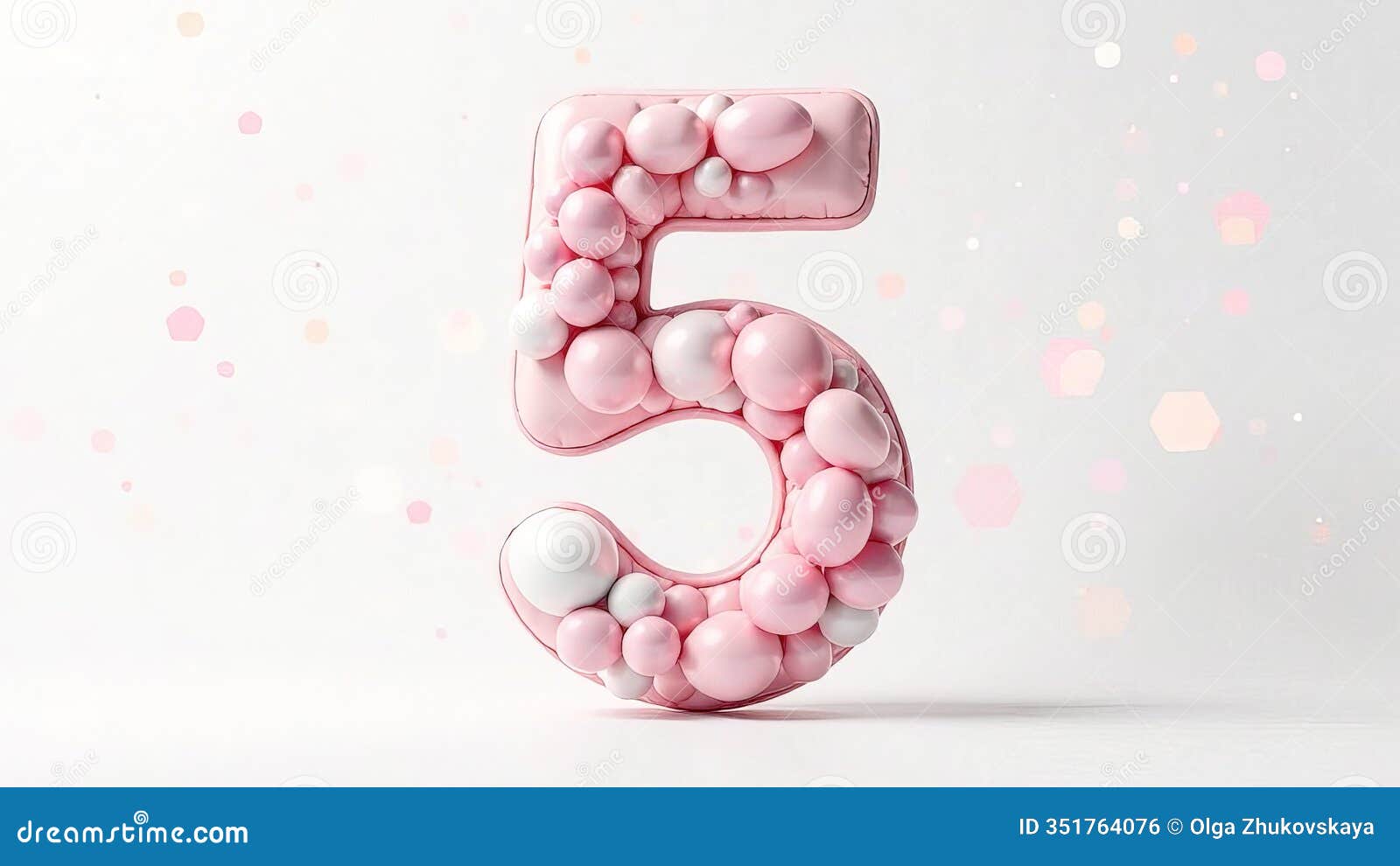 Number 5 Made from Pink Balloon on White Background Stock Illustration ...