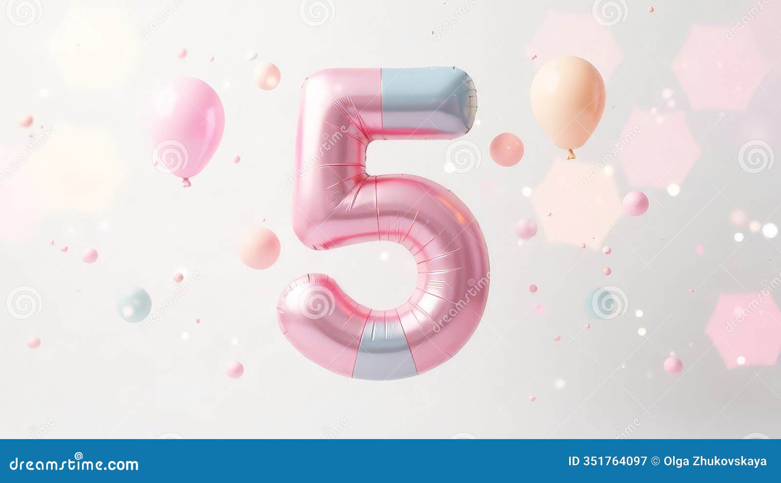 Number 5 Made from Pink Balloon on White Background Stock Illustration ...