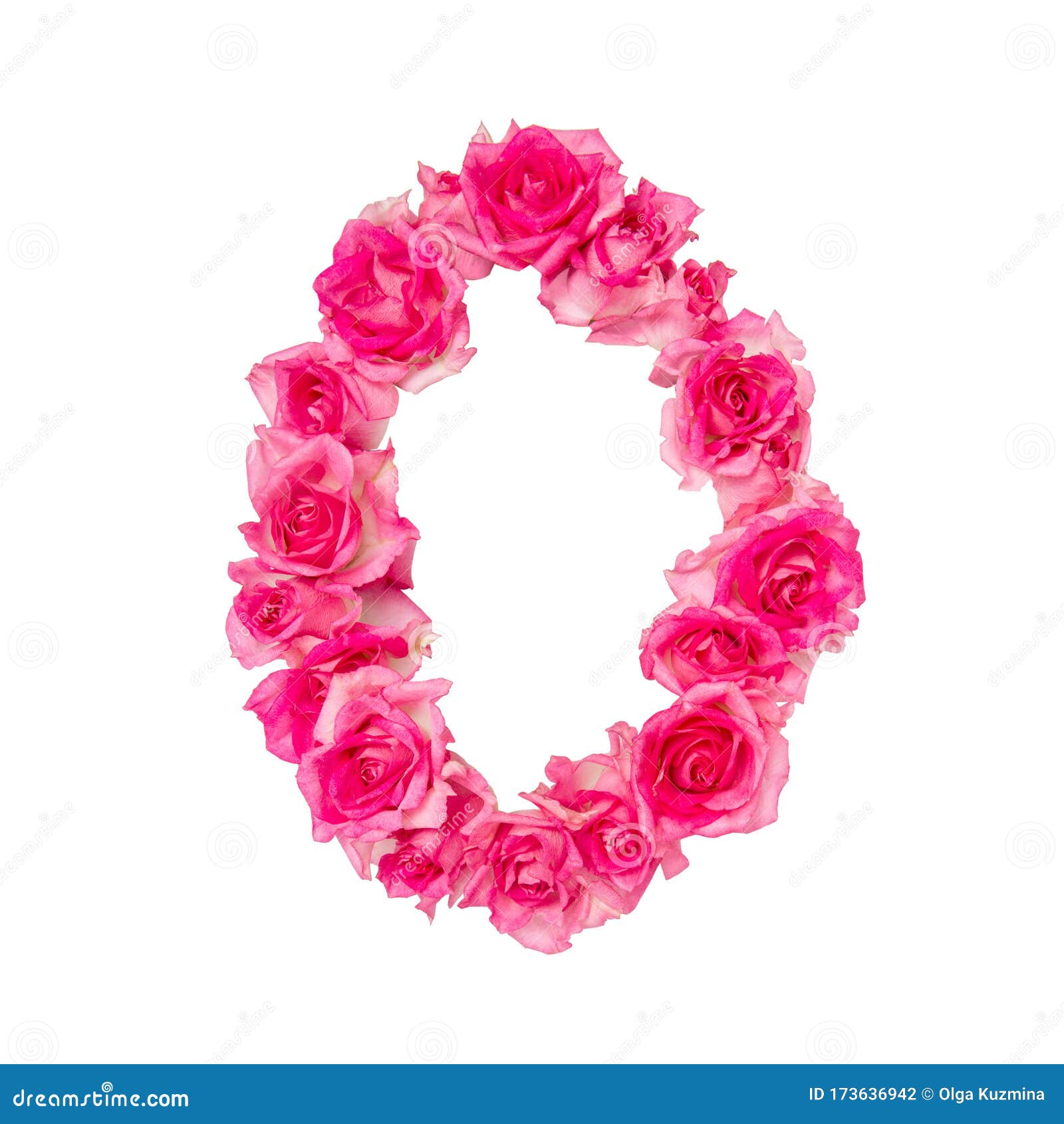 Number 0 Made of Pink Roses on a White Isolated Background. Element for ...