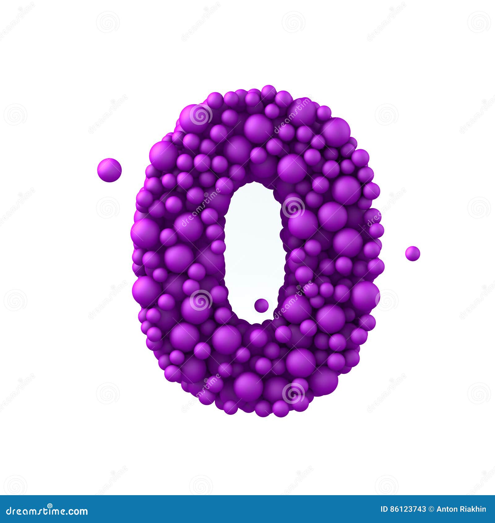 Number 0 Made of Plastic Beads, Purple Bubbles, Isolated on White, 3d ...