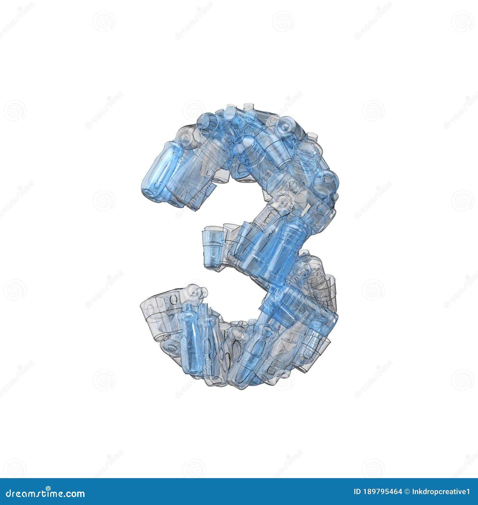 Number 3 Made from Plastic Bottles. Plastic Recycling Font Stock ...