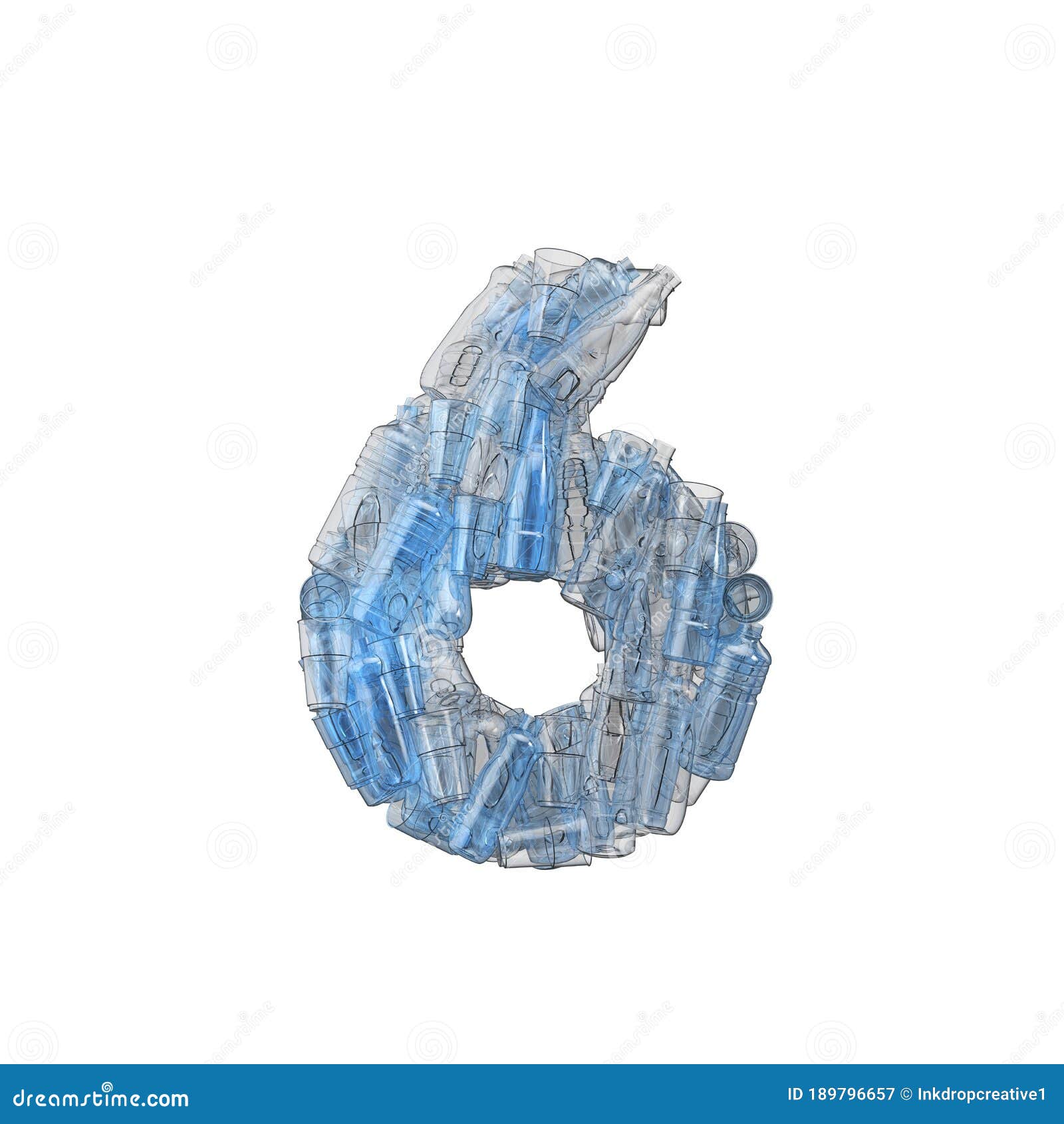 Number 6 Made from Plastic Bottles. Plastic Recycling Font Stock ...