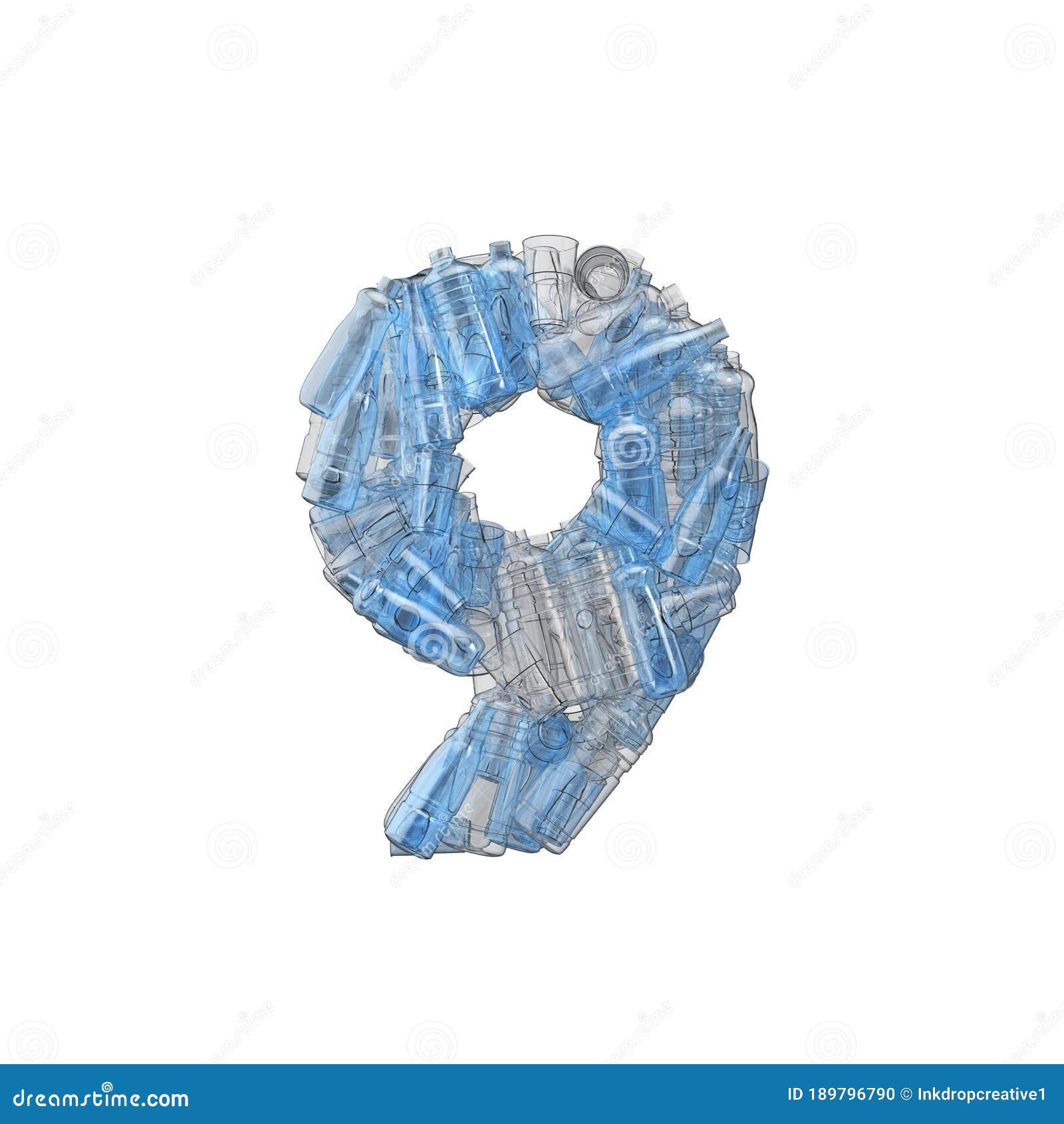 Number 9 Made from Plastic Bottles. Plastic Recycling Font Stock ...