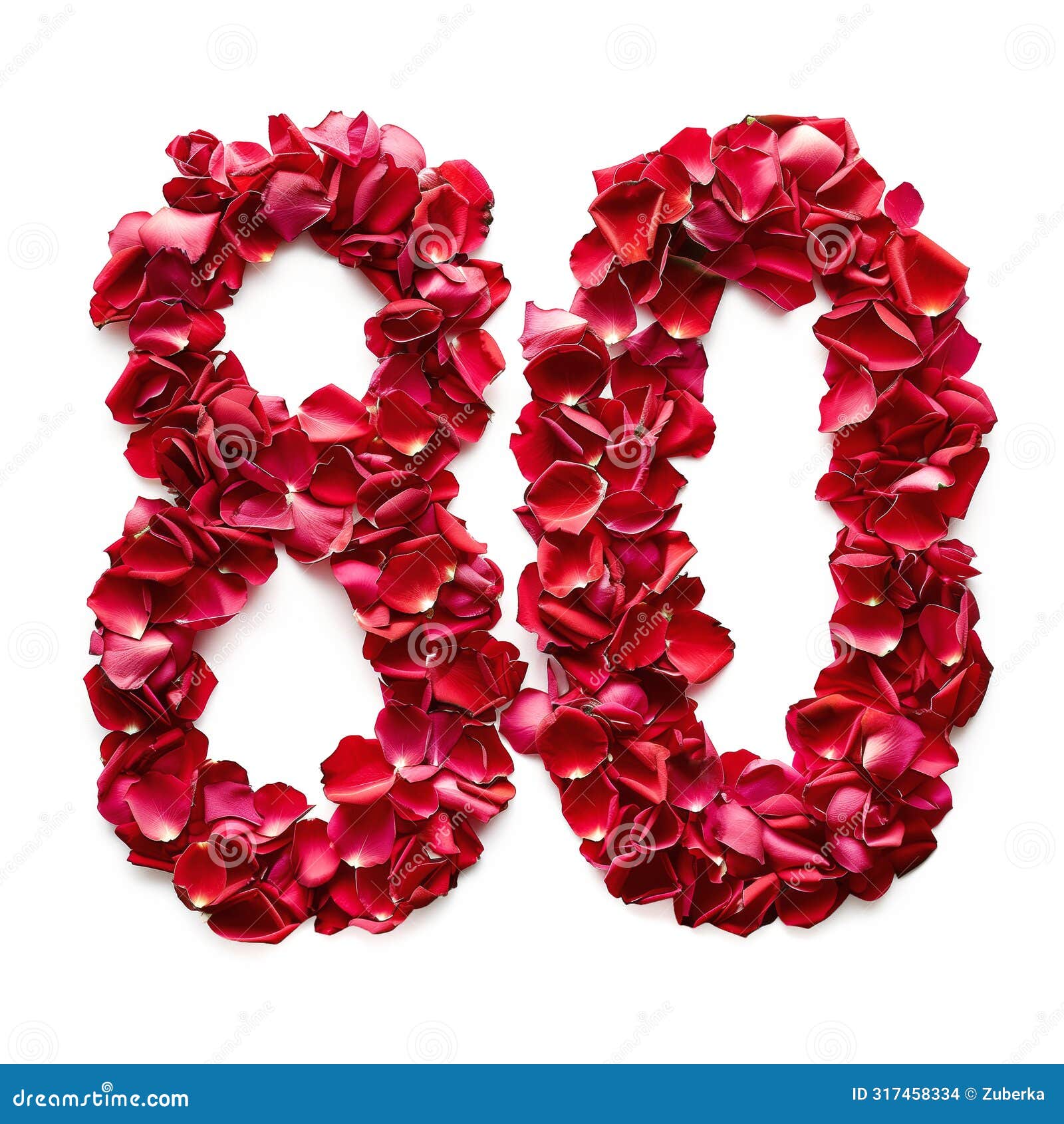 Number 80 Made of Rose Petals Isolated Stock Illustration ...