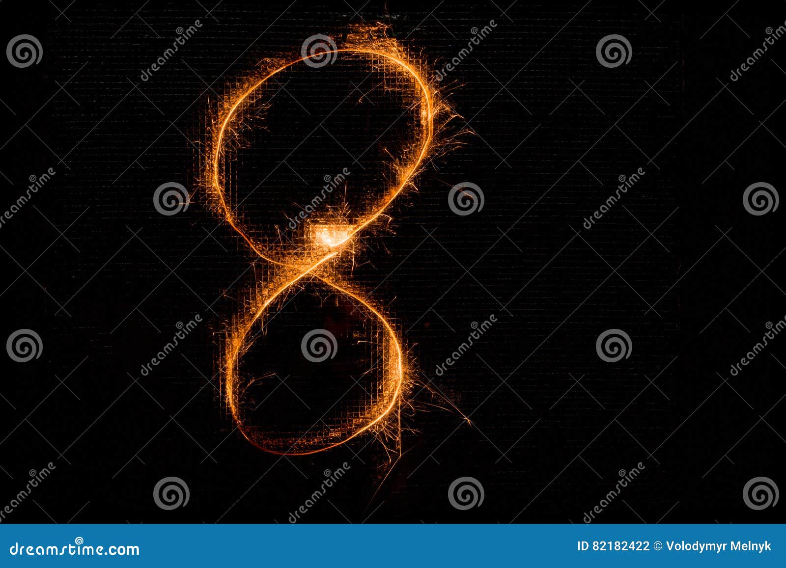 Number 8 Made of Sparklers on Black Stock Photo - Image of number ...