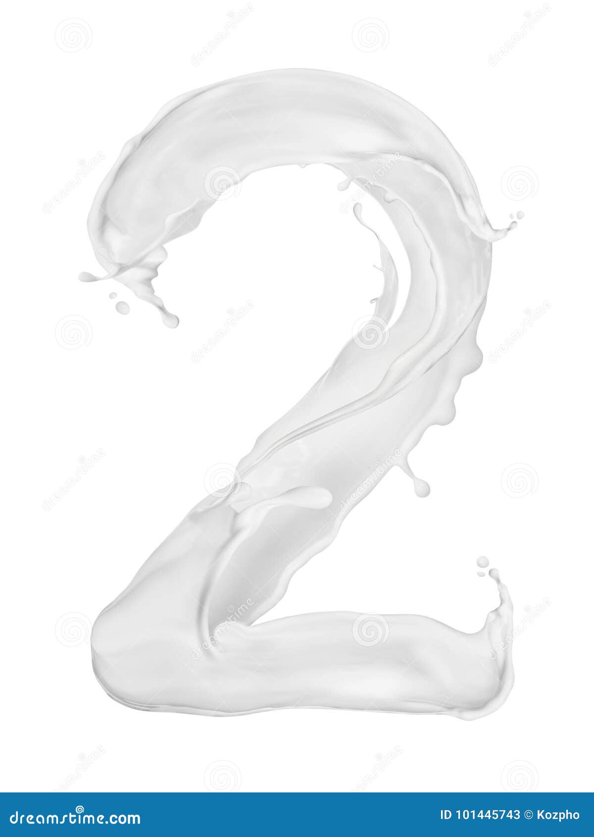Number 2 Made from Splashes of Milk on White Background Stock Image ...