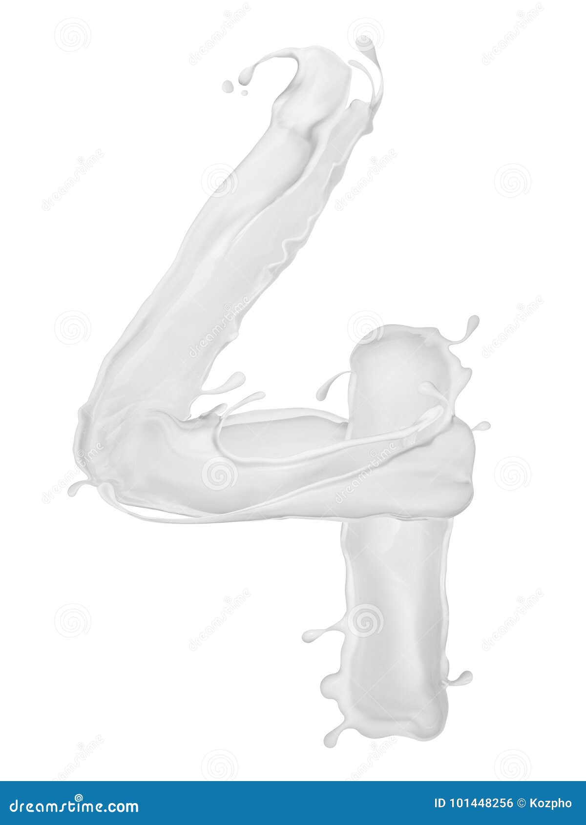 Number 4 Made from Splashes of Milk on White Background Stock Photo ...