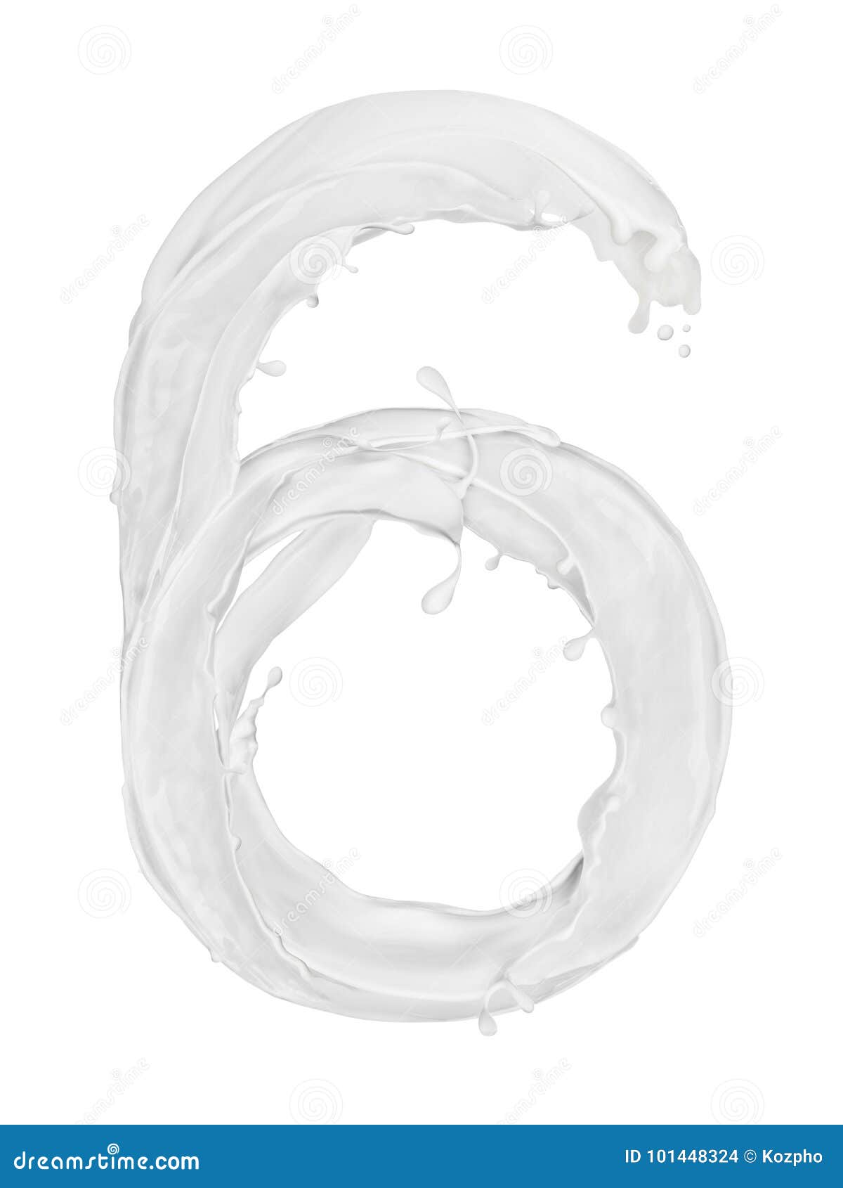 Number 6 Made from Splashes of Milk on White Background Stock Photo ...