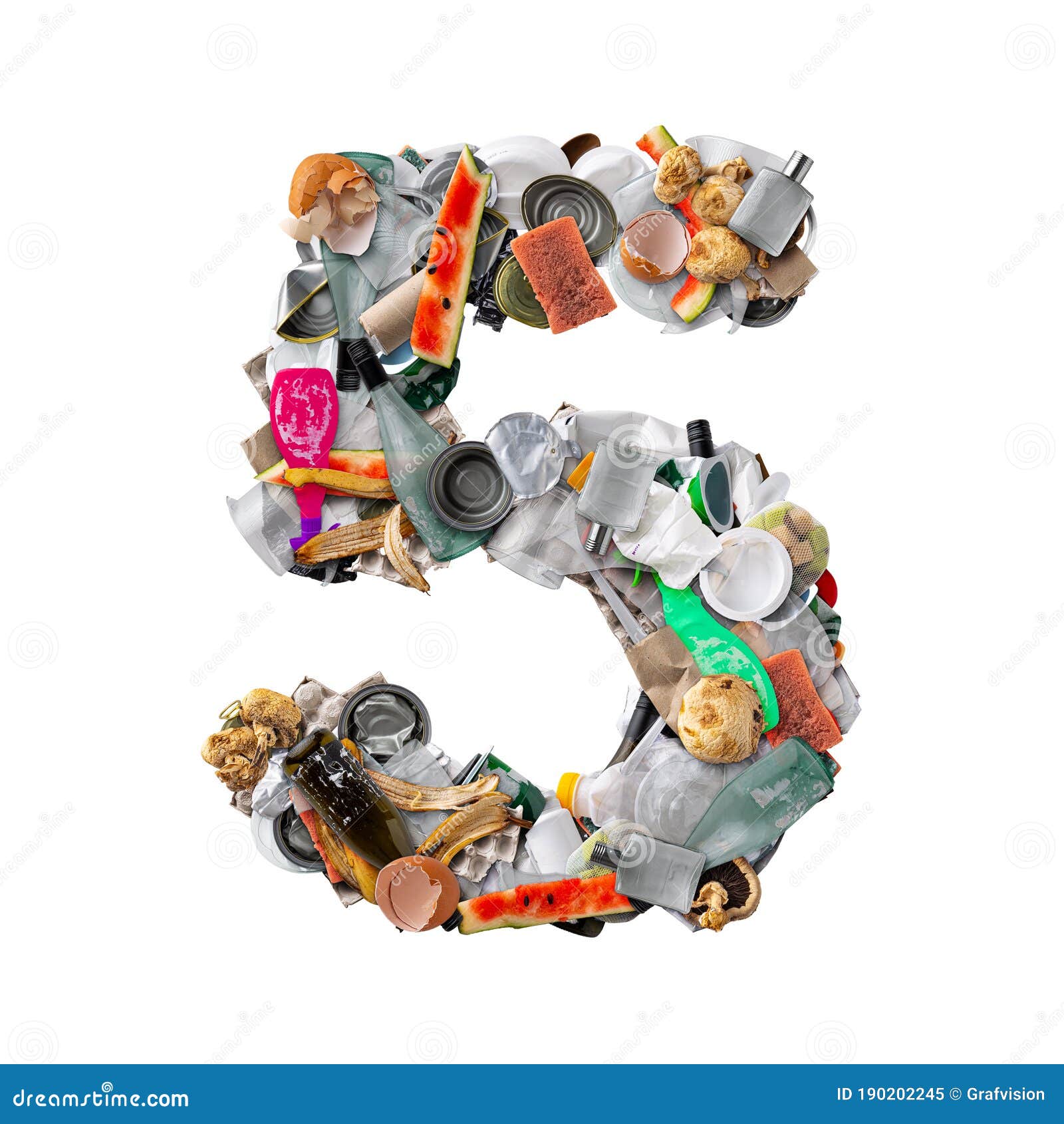 Number 5 made of trash stock image. Image of rubbish - 190202245