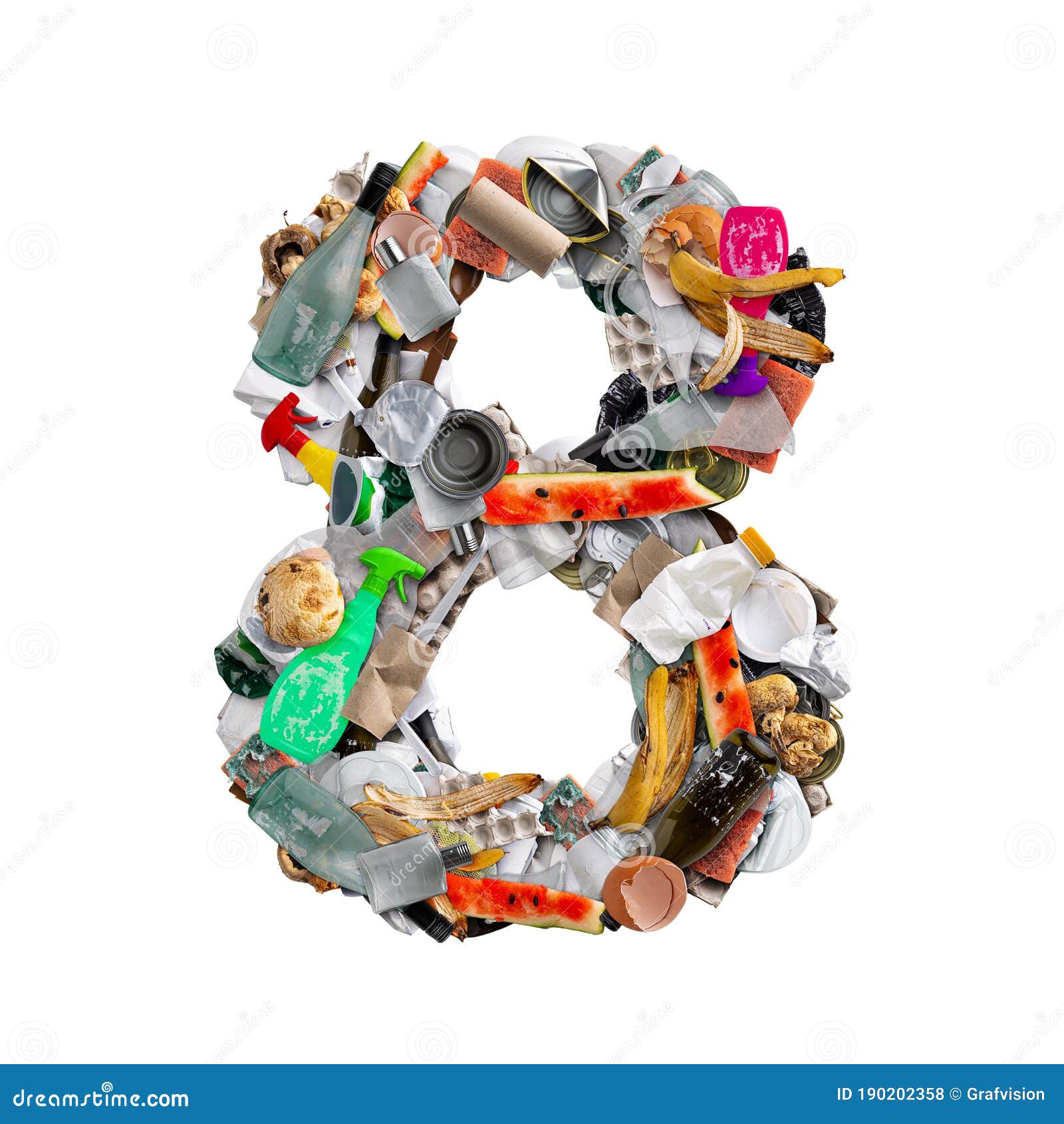 Number 8 made of trash stock photo. Image of recycling - 190202358