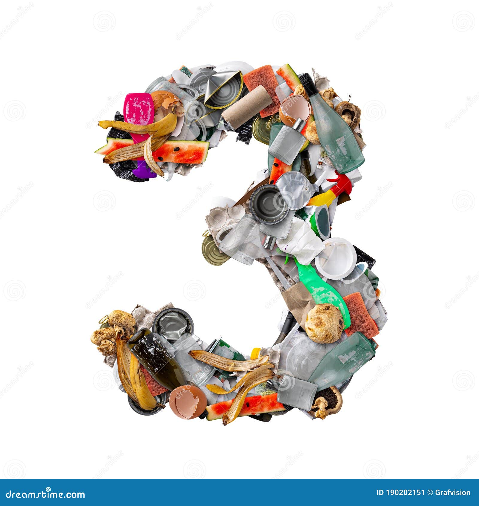 Number 3 made of trash stock image. Image of colorful - 190202151