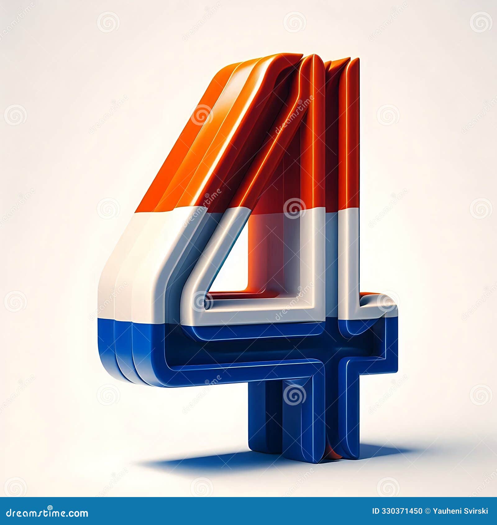 The Number 4 is Made Up of Four Different Colored Blocks. the Blocks ...