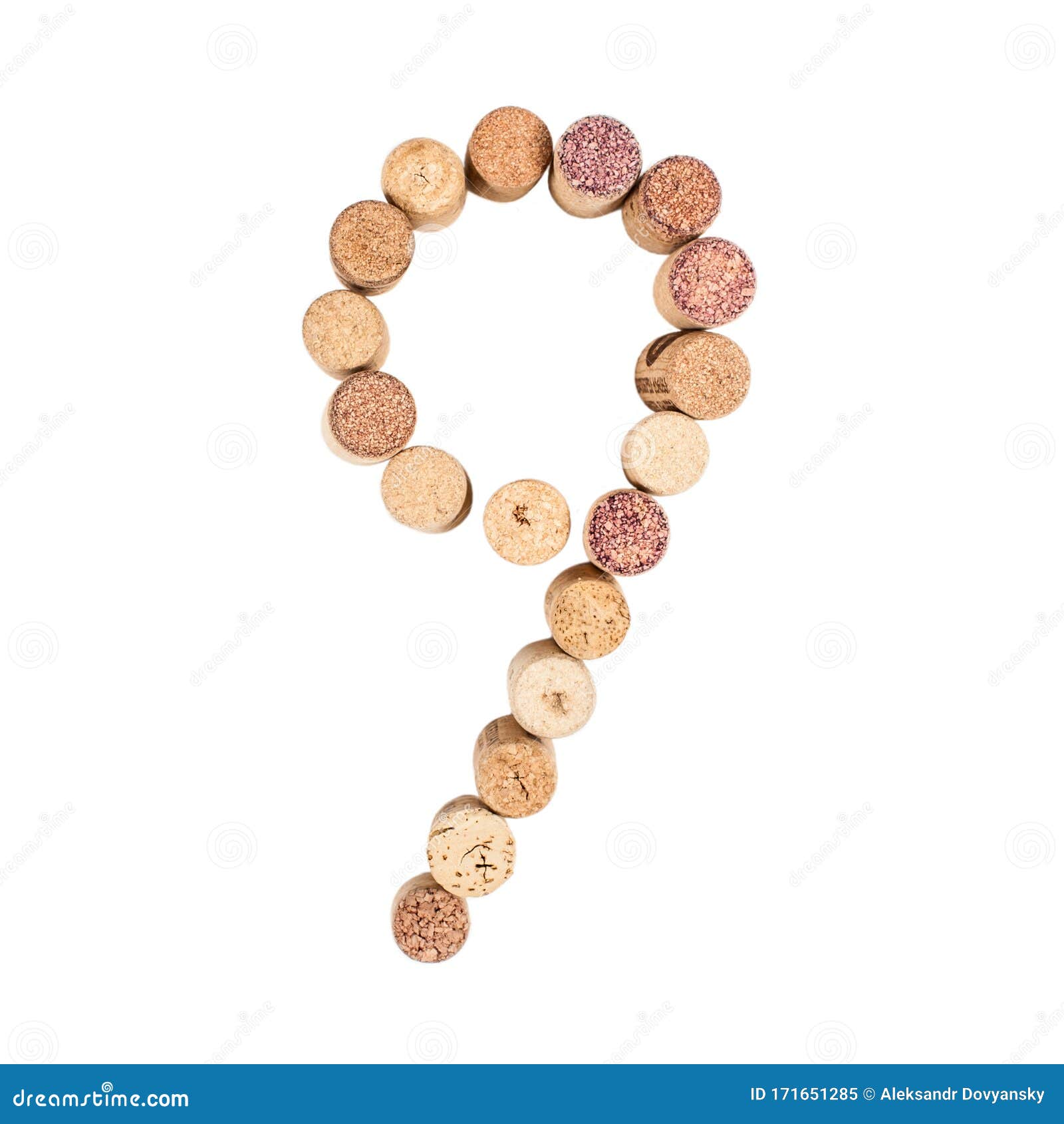 The Number 9 is Made from Wine Corks, Close-up. Isolated on White ...
