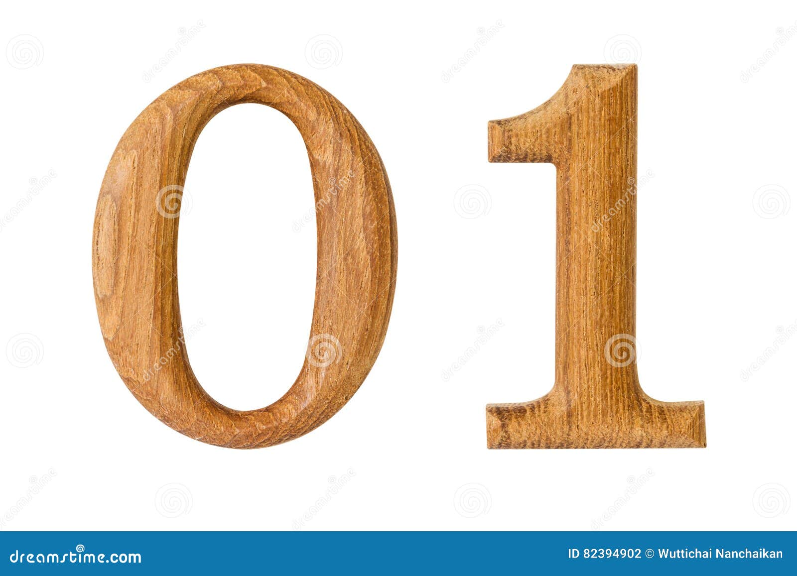 Number 0 and 1. Made from Wood Stock Photo - Image of digit, isolated ...