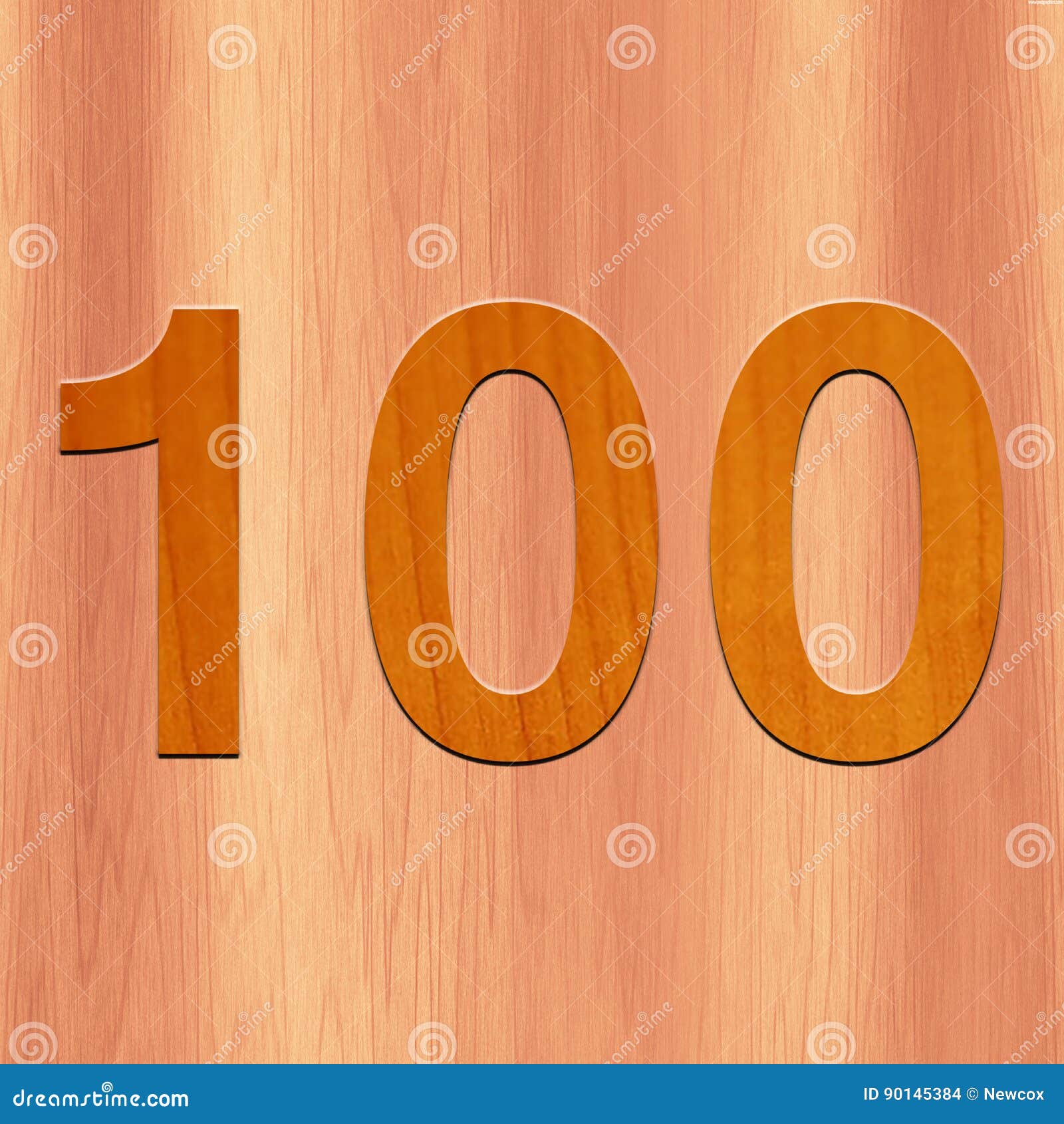 Number 100 Made with Wood in Wood Background. Stock Photo - Image of ...