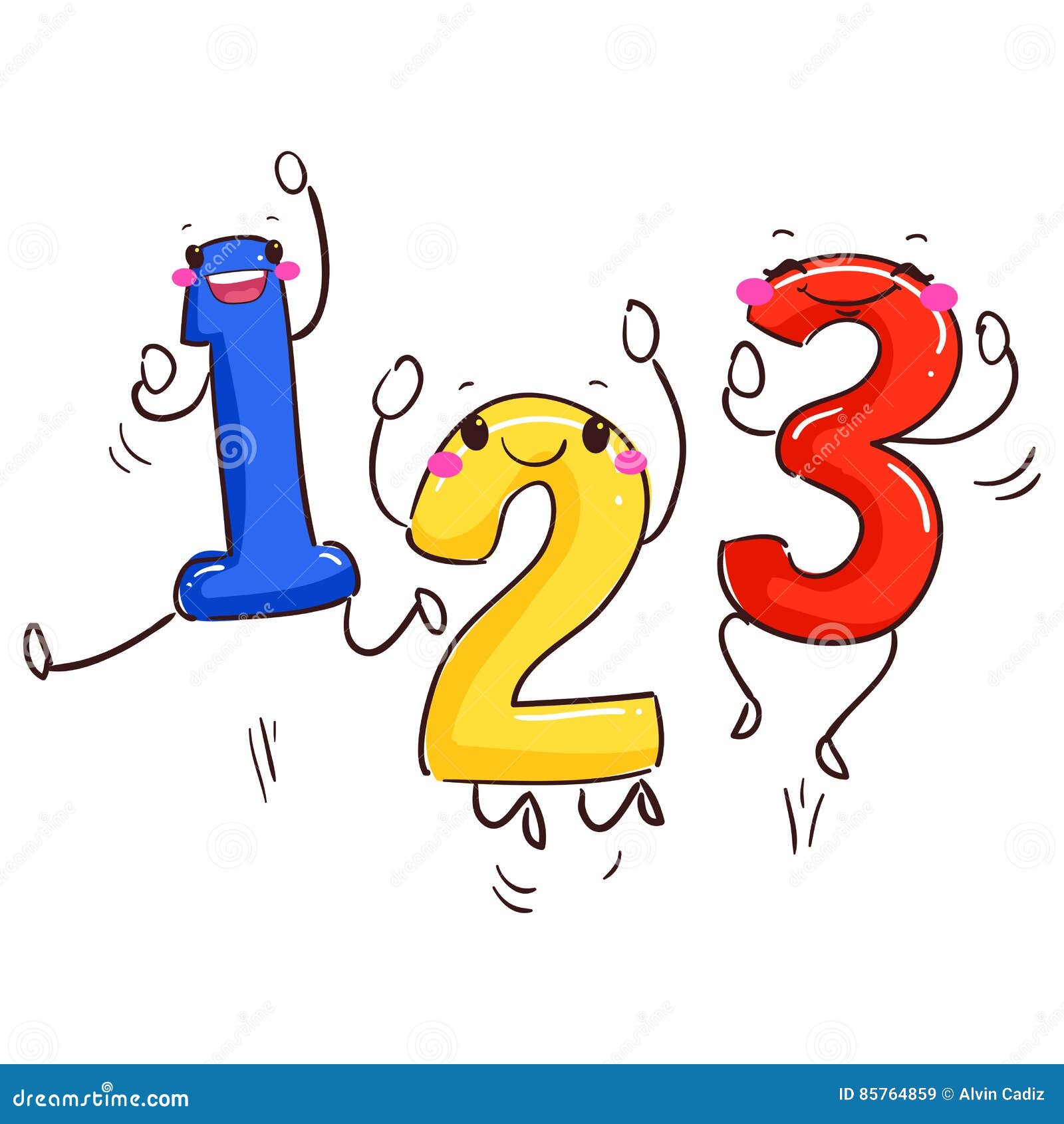 Number Mascot 123 Dancing stock vector. Illustration of googly - 85764859