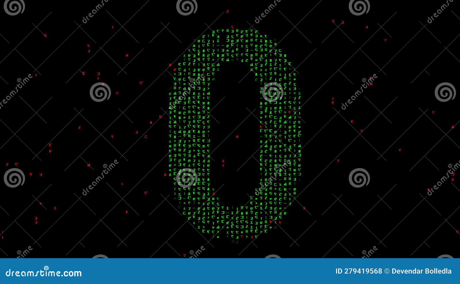Number 0 with Matrix Code on Plain Black Background Stock Footage ...