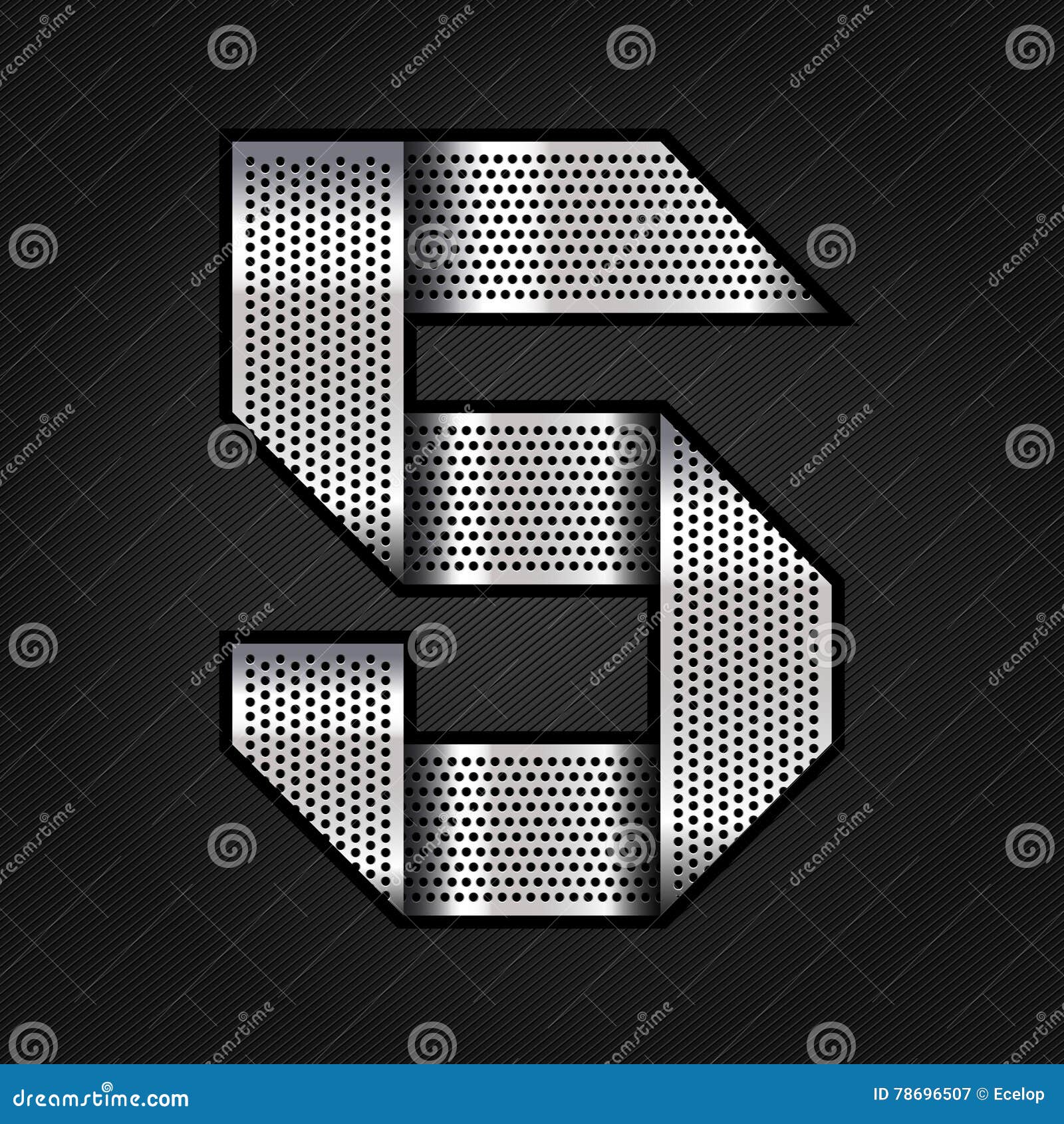 Number Metal Chrome Ribbon - 5 - Five Stock Vector - Illustration of ...