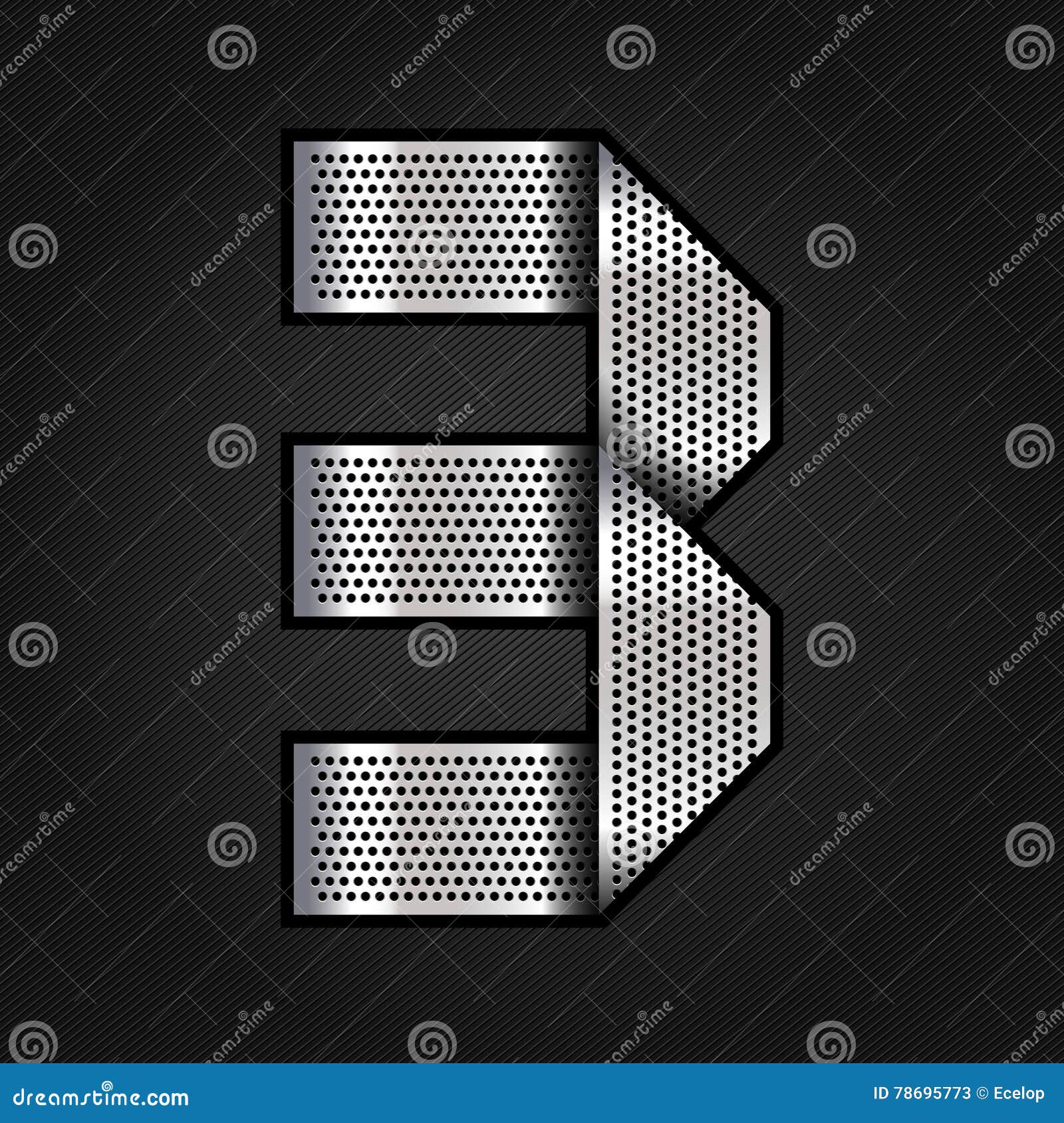 Number Metal Chrome Ribbon - 3 - Three Stock Vector - Illustration of ...