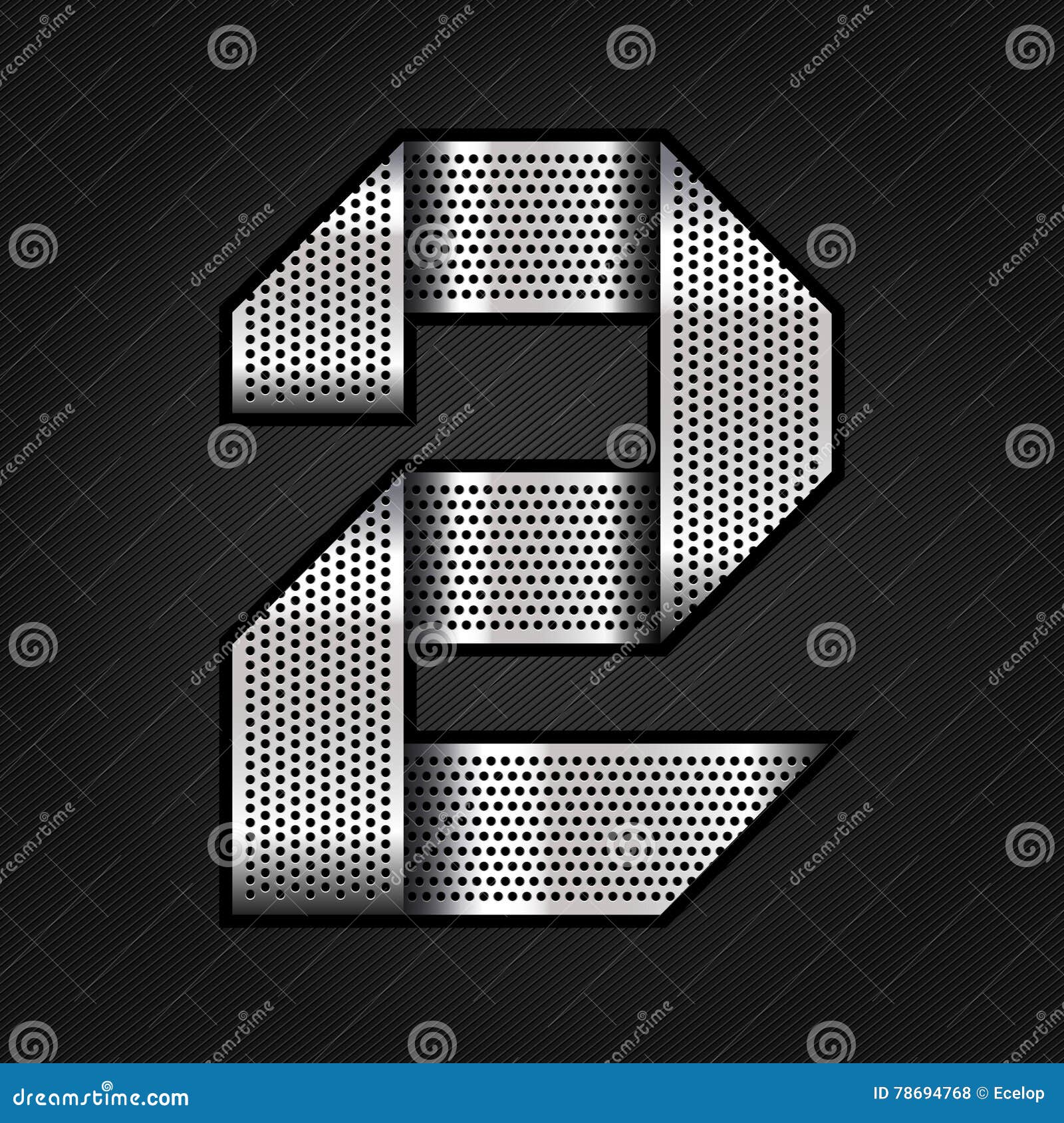 Number Metal Chrome Ribbon 2 Two Stock Illustrations – 2 Number Metal ...