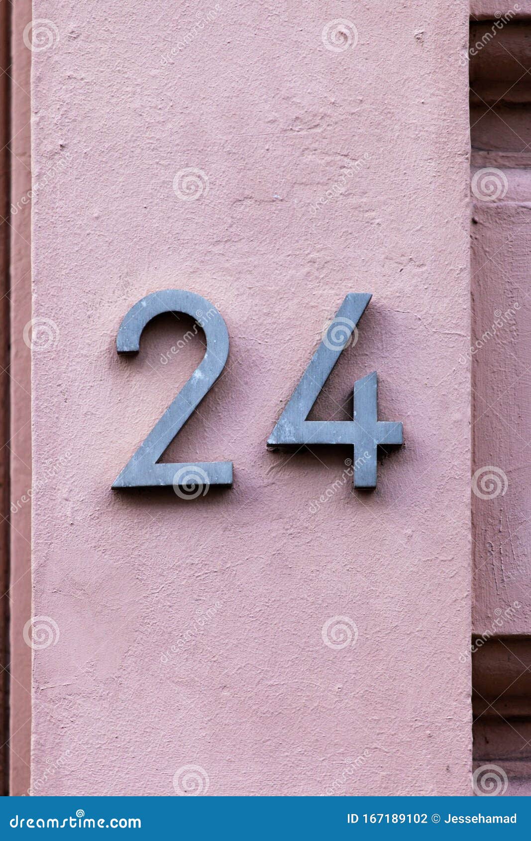 Number 24 Metal House Number on Pink Stone Wall Stock Photo - Image of ...