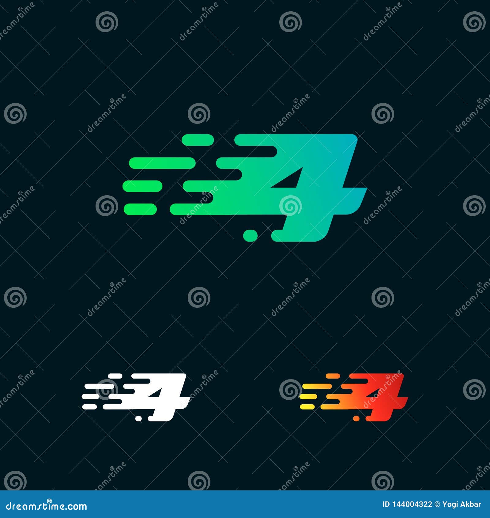Number 4 Modern Speed Shapes Logo Design Vector Stock Vector ...