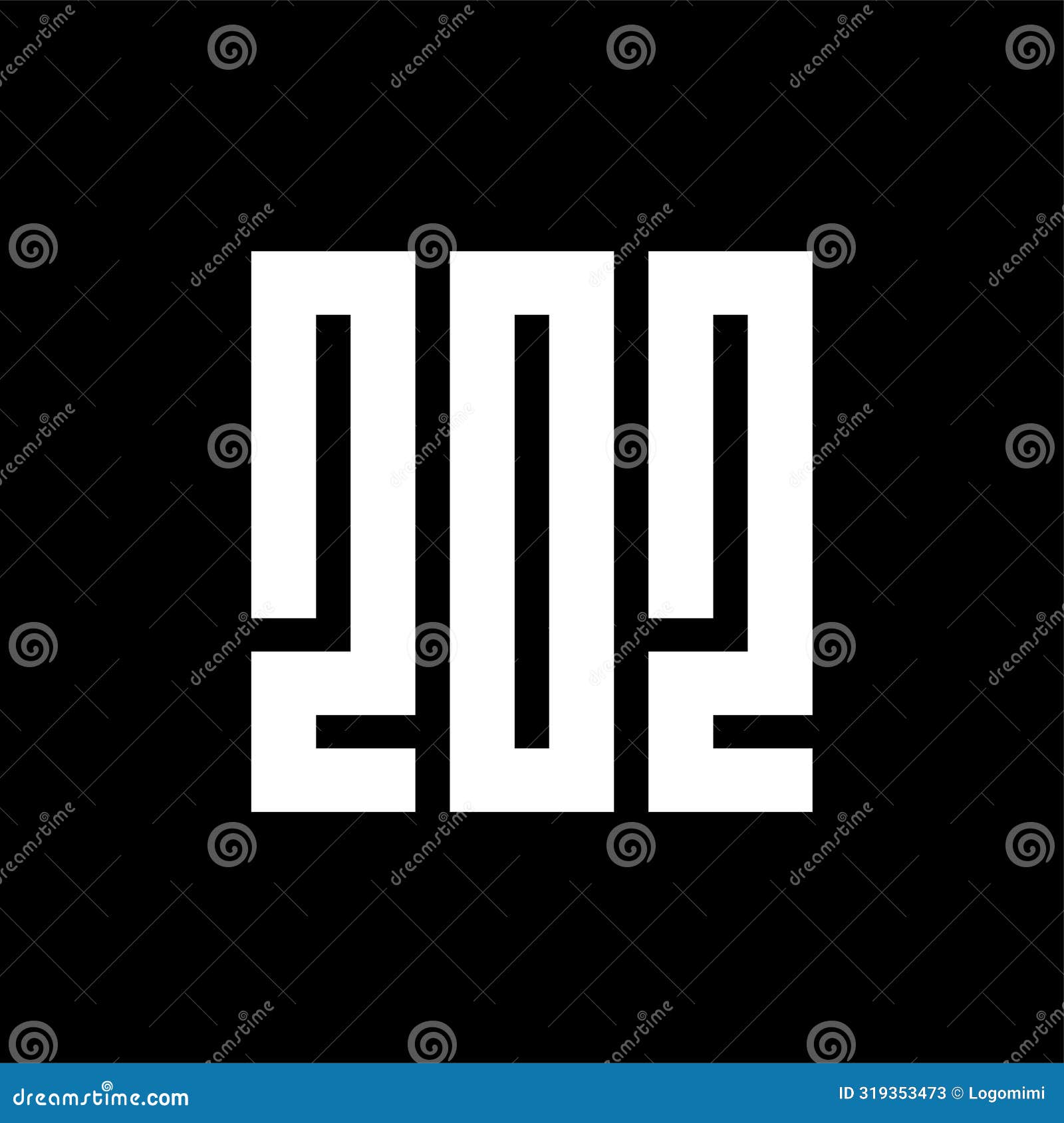 Number 202 Monogram Logo Vector Art, Geometric Square Shape Logo, White ...