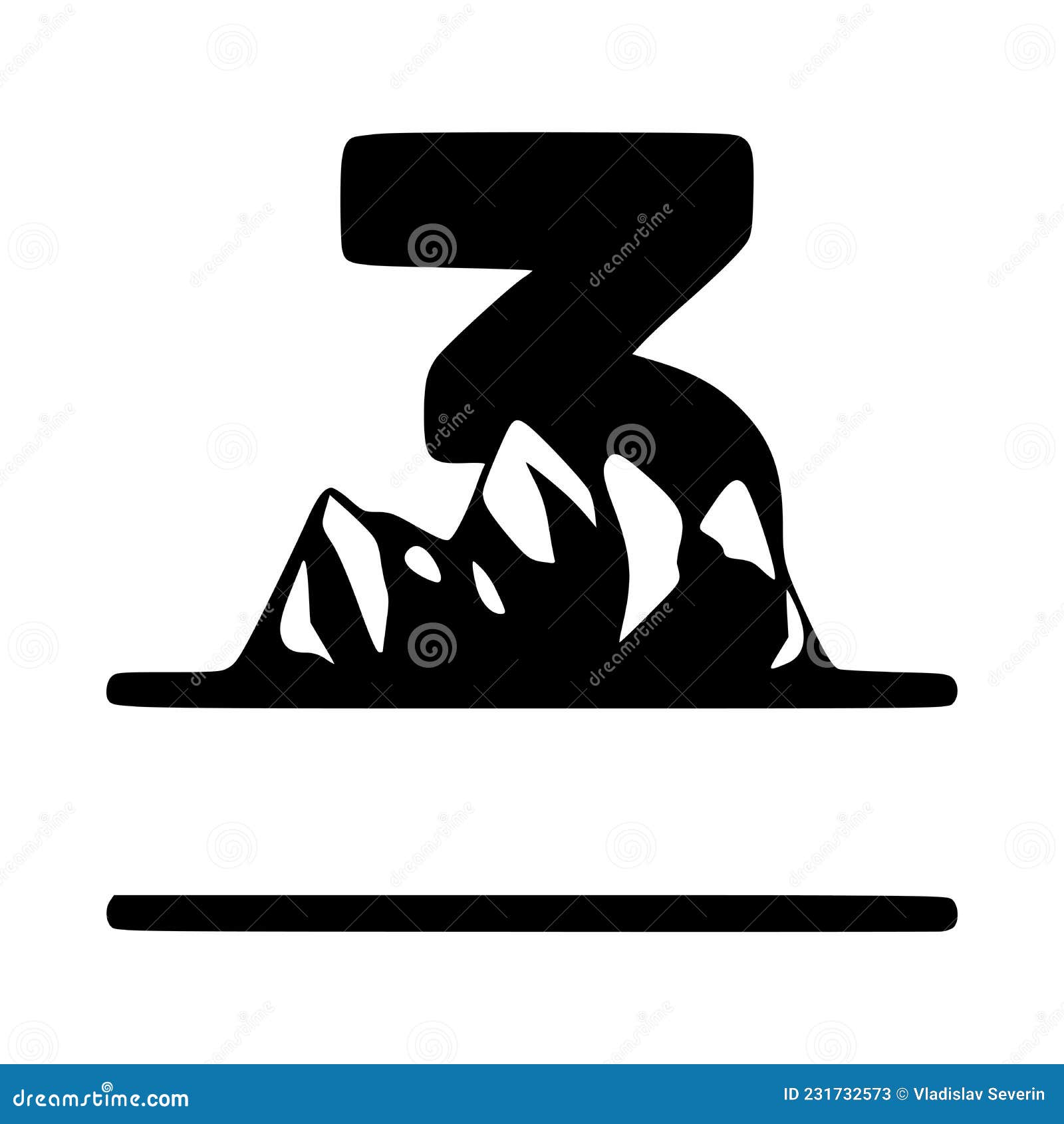 Number 3 and Mountain Personalized Monogram Stock Vector - Illustration ...