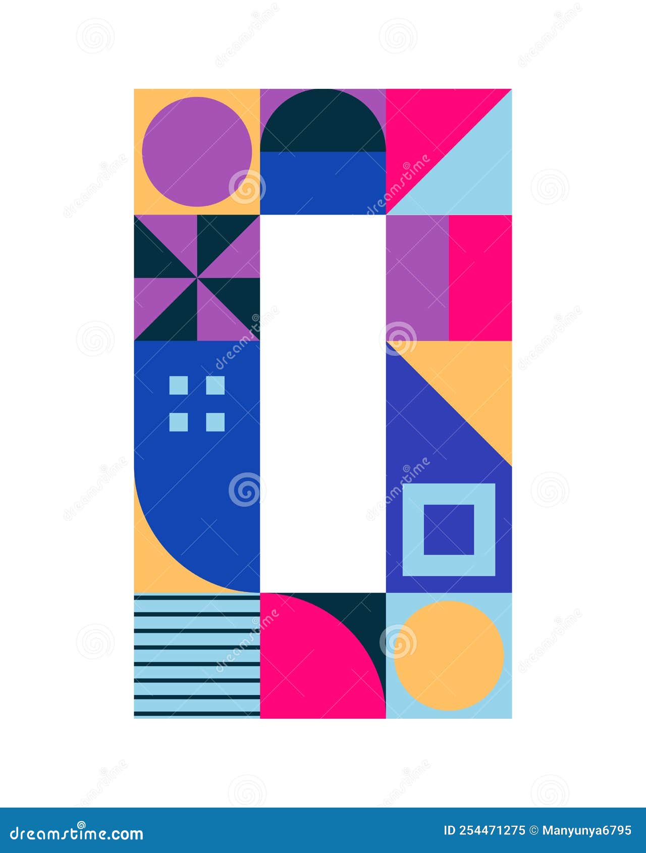 Number 0 from Multicolored Geometric Shapes, Cubes Isolated on White ... Number 0 from Multicolored Geometric Shapes, Cubes Isolated on White ...